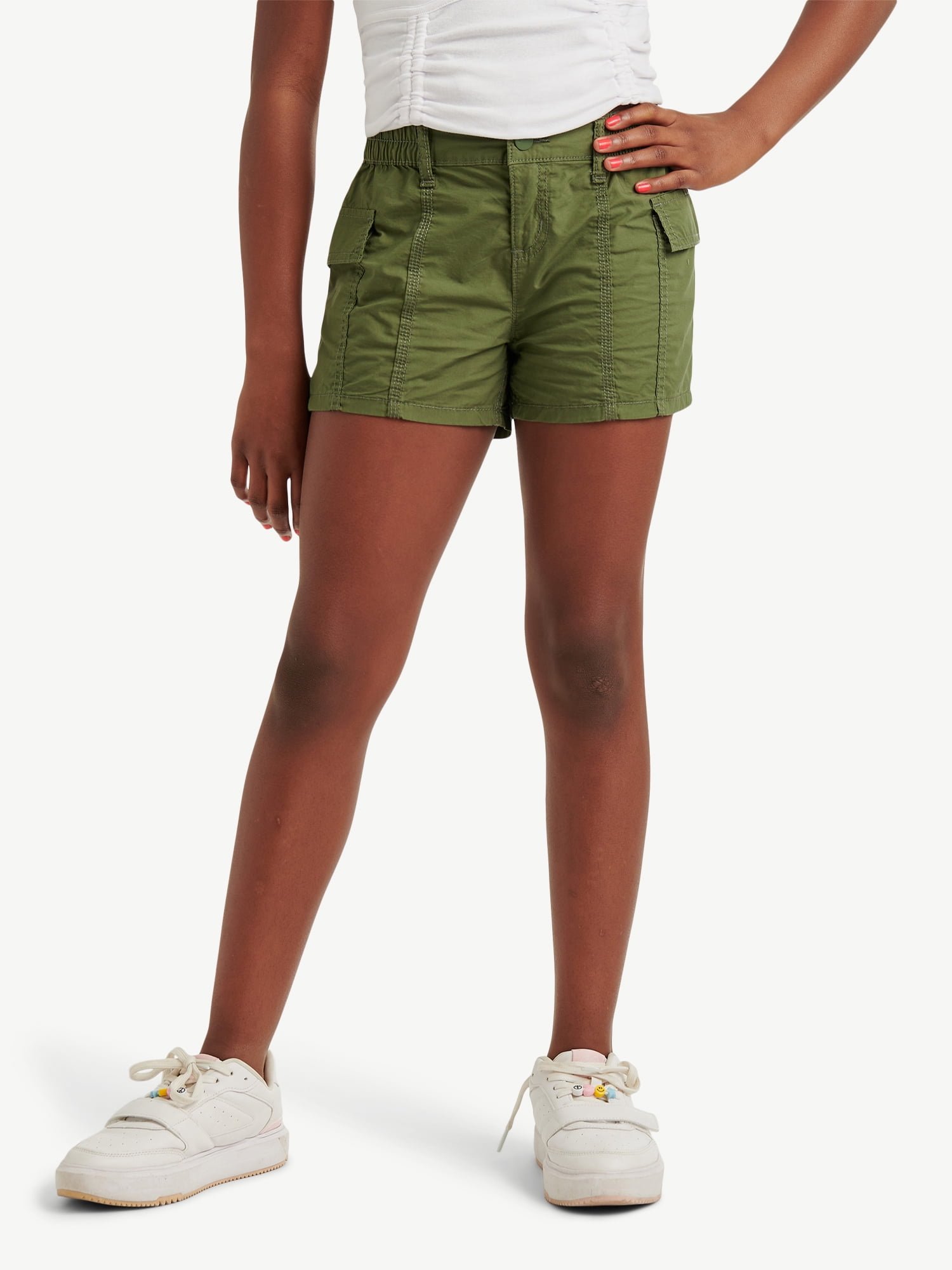 Justice Girls Cargo Shorts, Sizes 6-18, Cotton, Versatile with Pockets ...