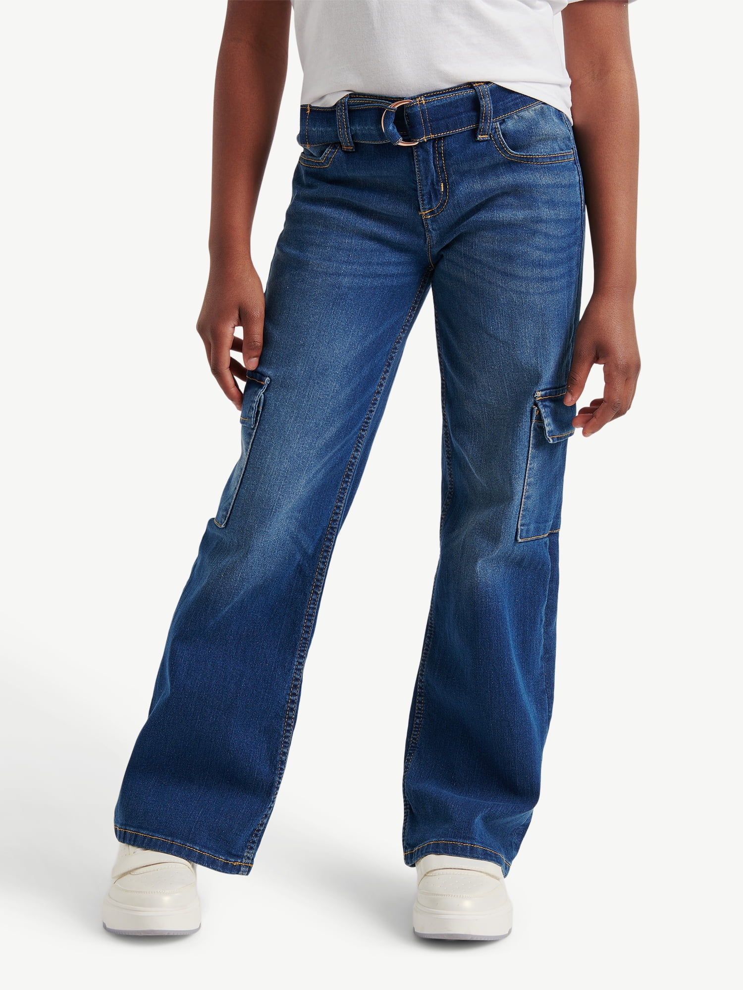 Justice Girls Cargo Wide Leg Jean, Sizes 6-18, Slim & Plus - Walmart.com