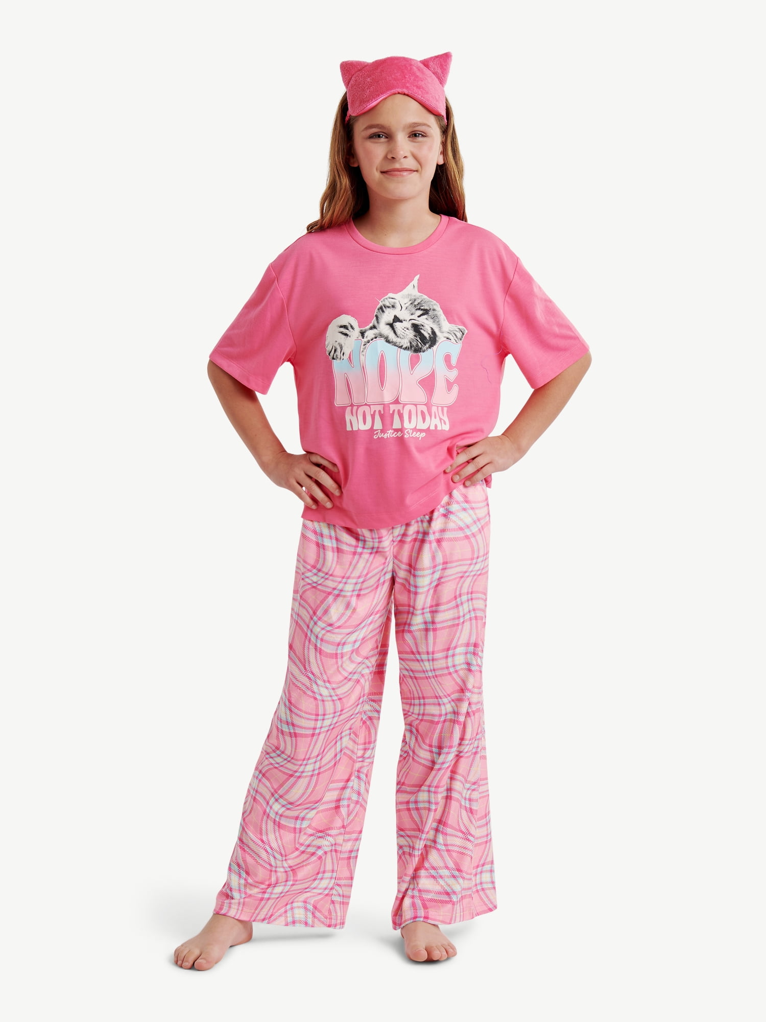 Justice Girls Cat Pajamas Set, 3-Piece, Sizes 4-18 & Plus - Walmart.com