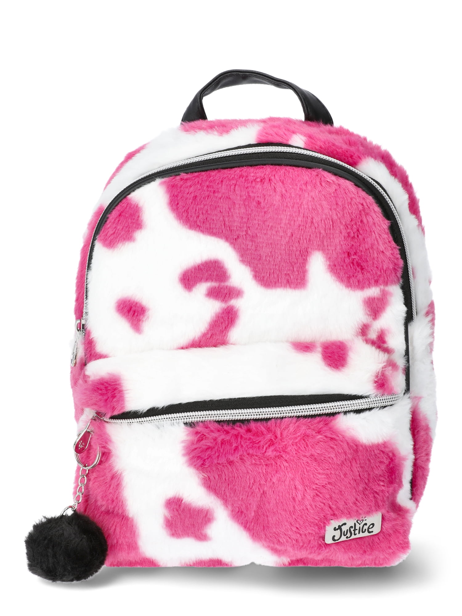 Justice Girls Cow Print Faux Fur Mini Backpack, Pink - Walmart.com
