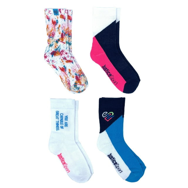Justice Girls Crew Socks, 4-Pack, Sizes M-L - Walmart.com