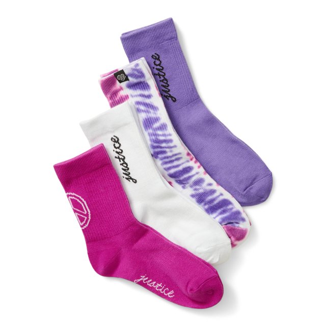 Justice Women's Comfortable Ultra Light Polyester Crew Socks, (4-Pack ...