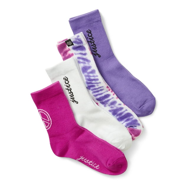 Justice, Girls Crew Socks, 4-Pack, Sizes M-L - Walmart.com
