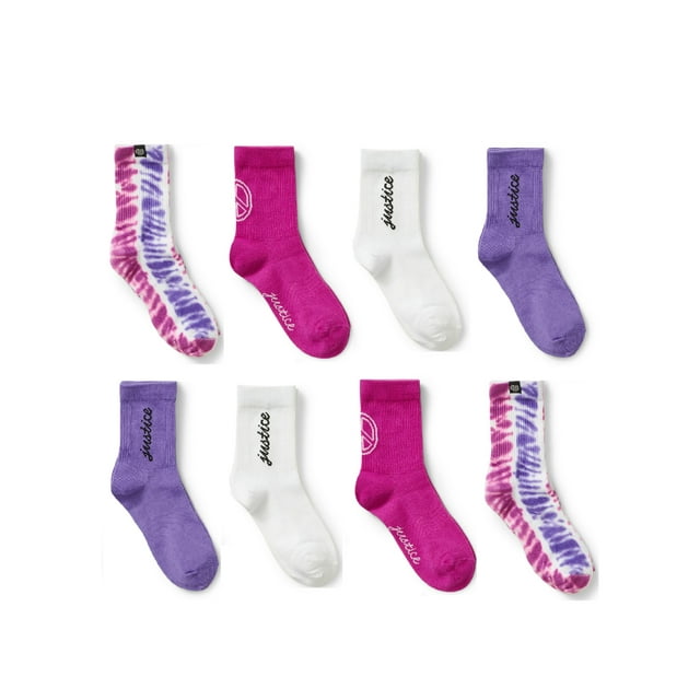 Justice Girls Crew Socks, 8-Pack, Size M-L - Walmart.com