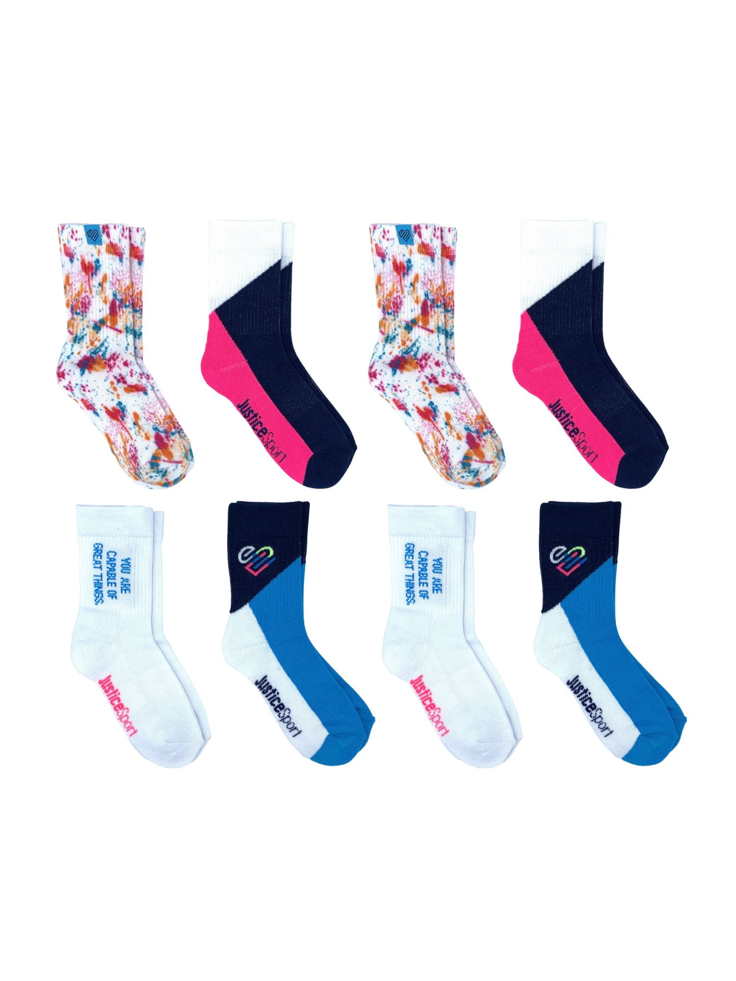 Justice Girls Crew Socks, 8-Pack, Sizes M-L - Walmart.com