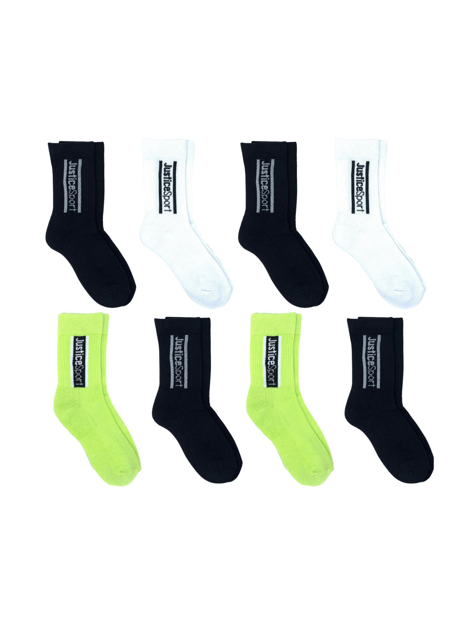 Justice Girls Crew Socks, 8-Pack, Sizes M-L - Walmart.com