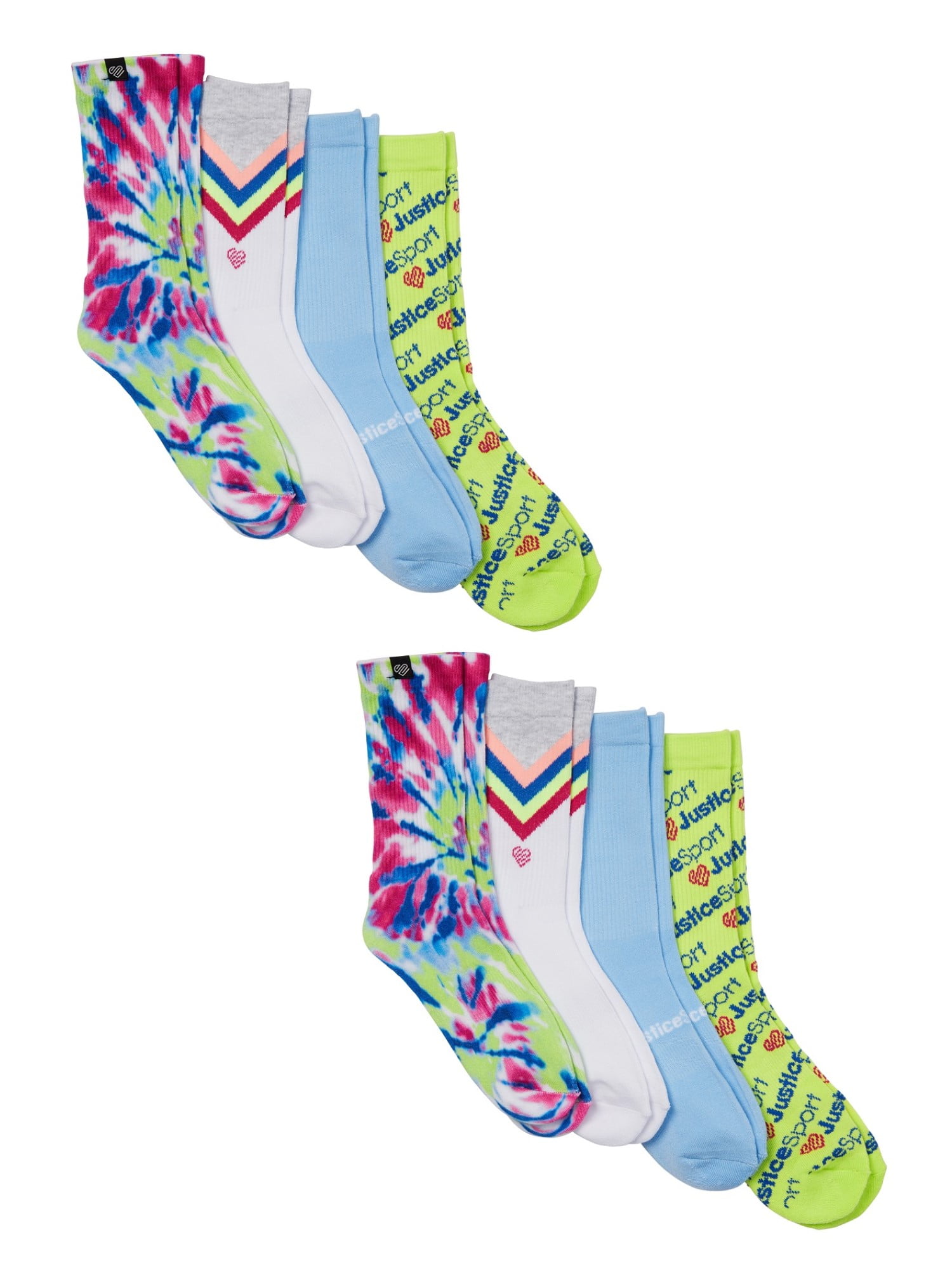 Justice Girls Crew Socks, 8-Pack, Sizes M-L - Walmart.com