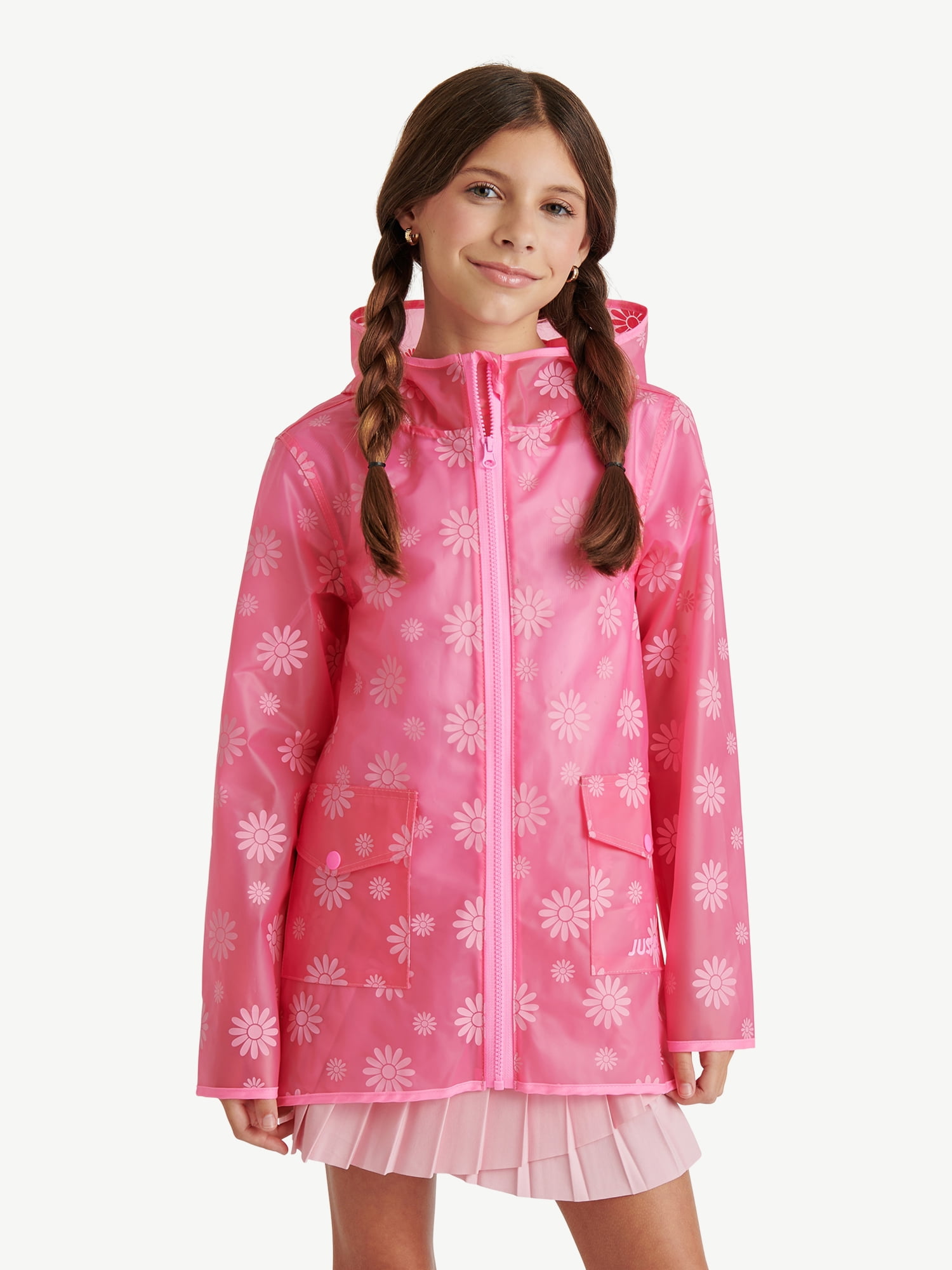 Justice Daisy Rain Jacket - Translucent Raincoat - Walmart.com