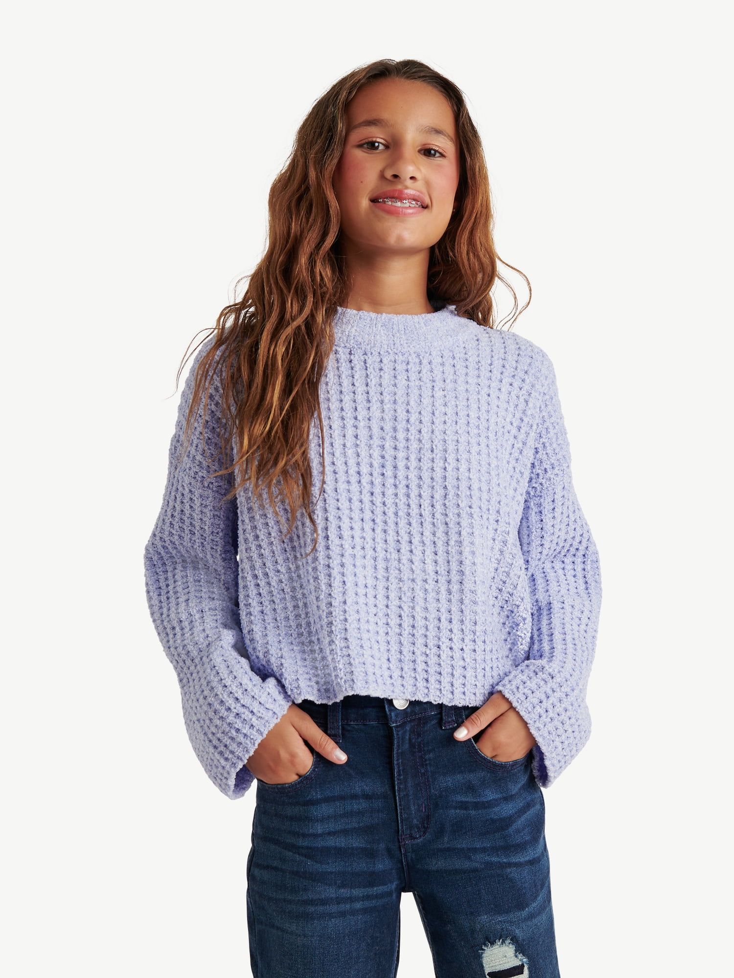Justice Girls Drop Shoulder Mock Neck Sweater, Sizes XS-XLP - Walmart.com