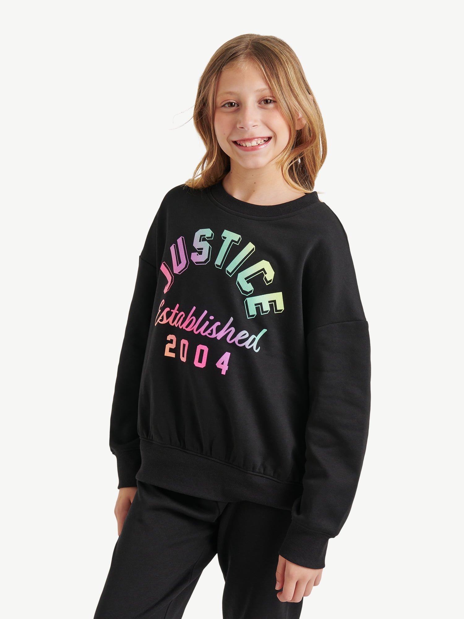 Justice Girls Fleece Crew Neck Sweatshirt, Sizes XS - XLP - Walmart.com