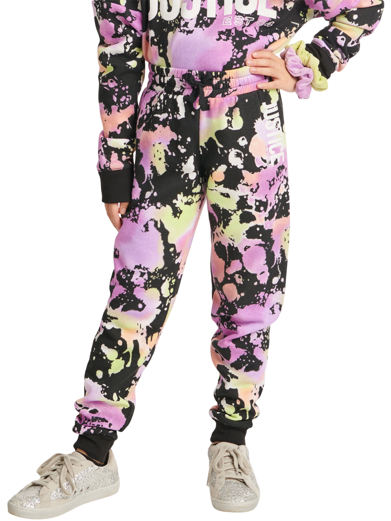 Justice Girls Fleece Joggers, Tie Dye, XS-XLP, Cotton Blend, Sweatpants ...