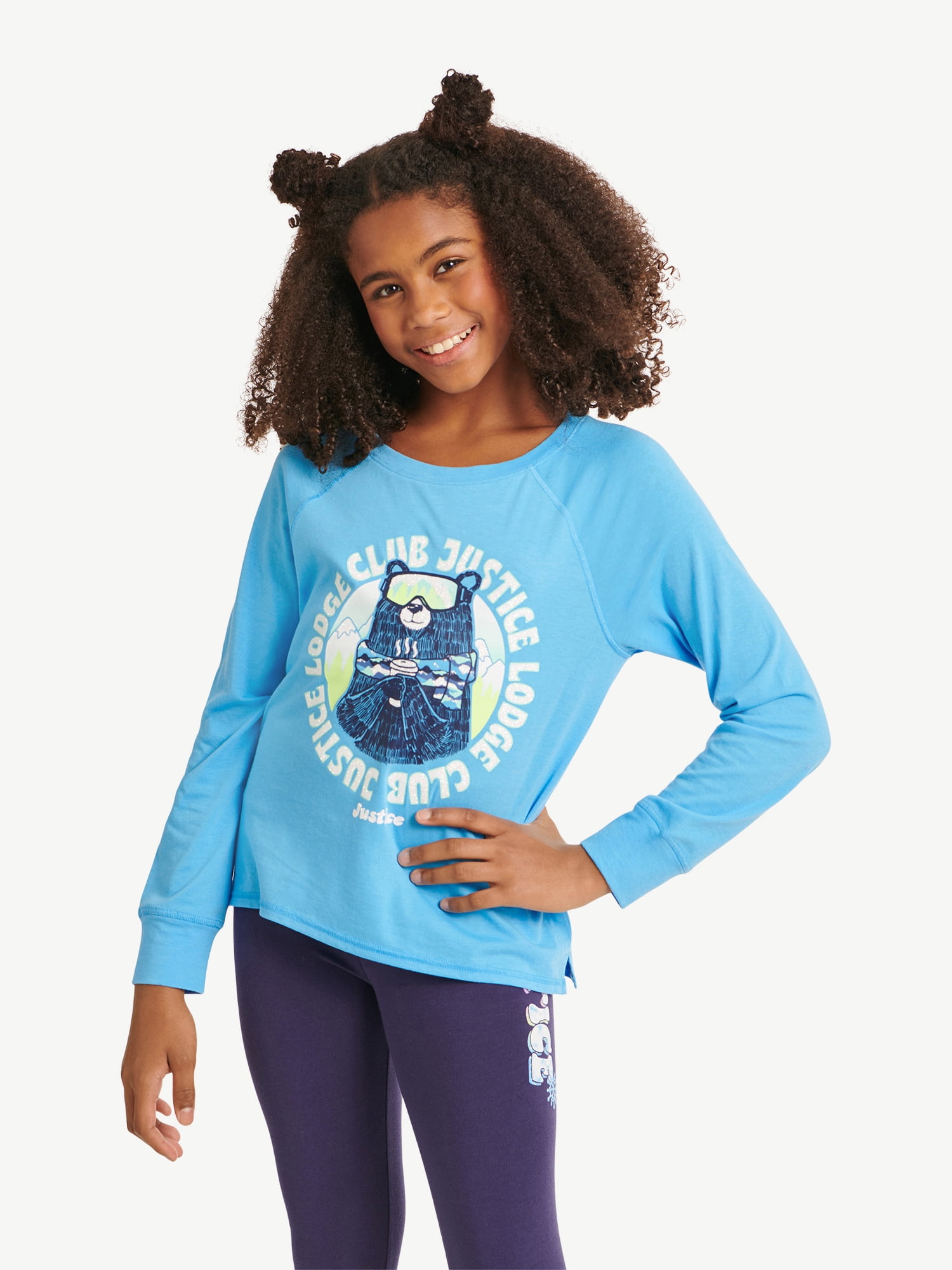 Justice Girls Everyday Faves Long Sleeve Raglan Graphic T-Shirt, Sizes ...