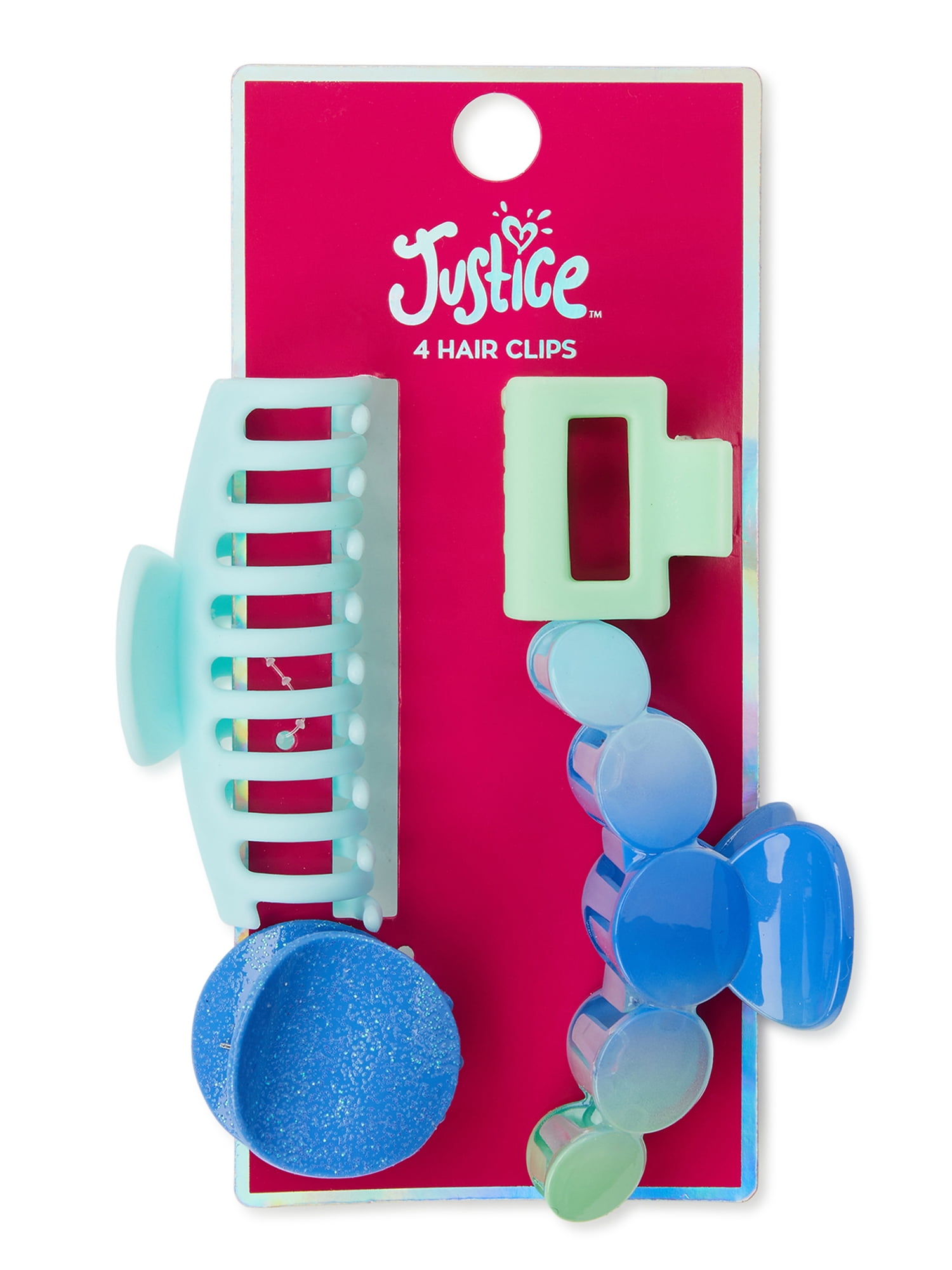 Justice Girls Fashion Hair Claw Clip Set - 4 Piece Blue - Walmart.com