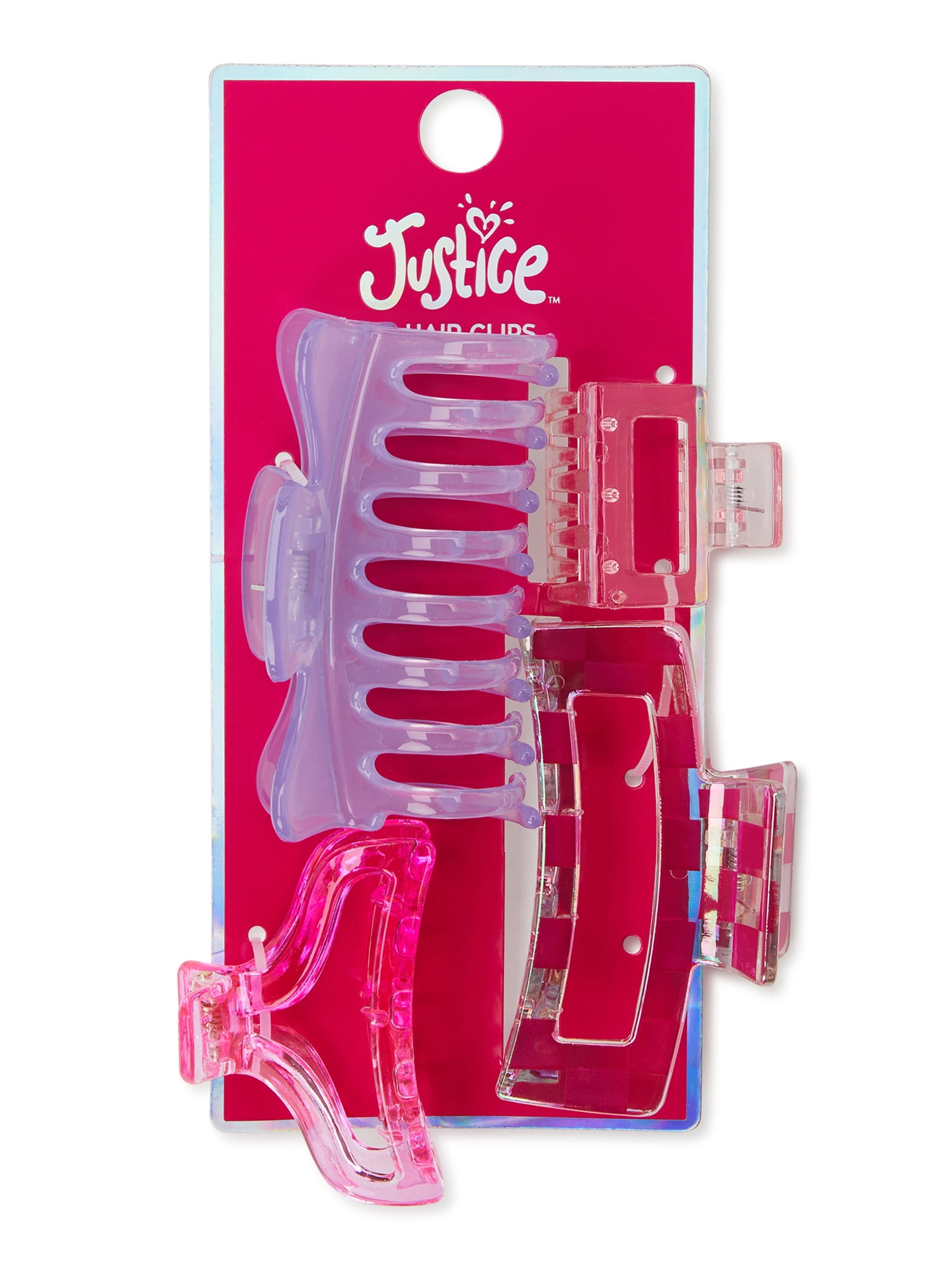 Justice Girls Fashion Claw Hair Clip Set, 4-Piece Pink/Purple - Walmart.com