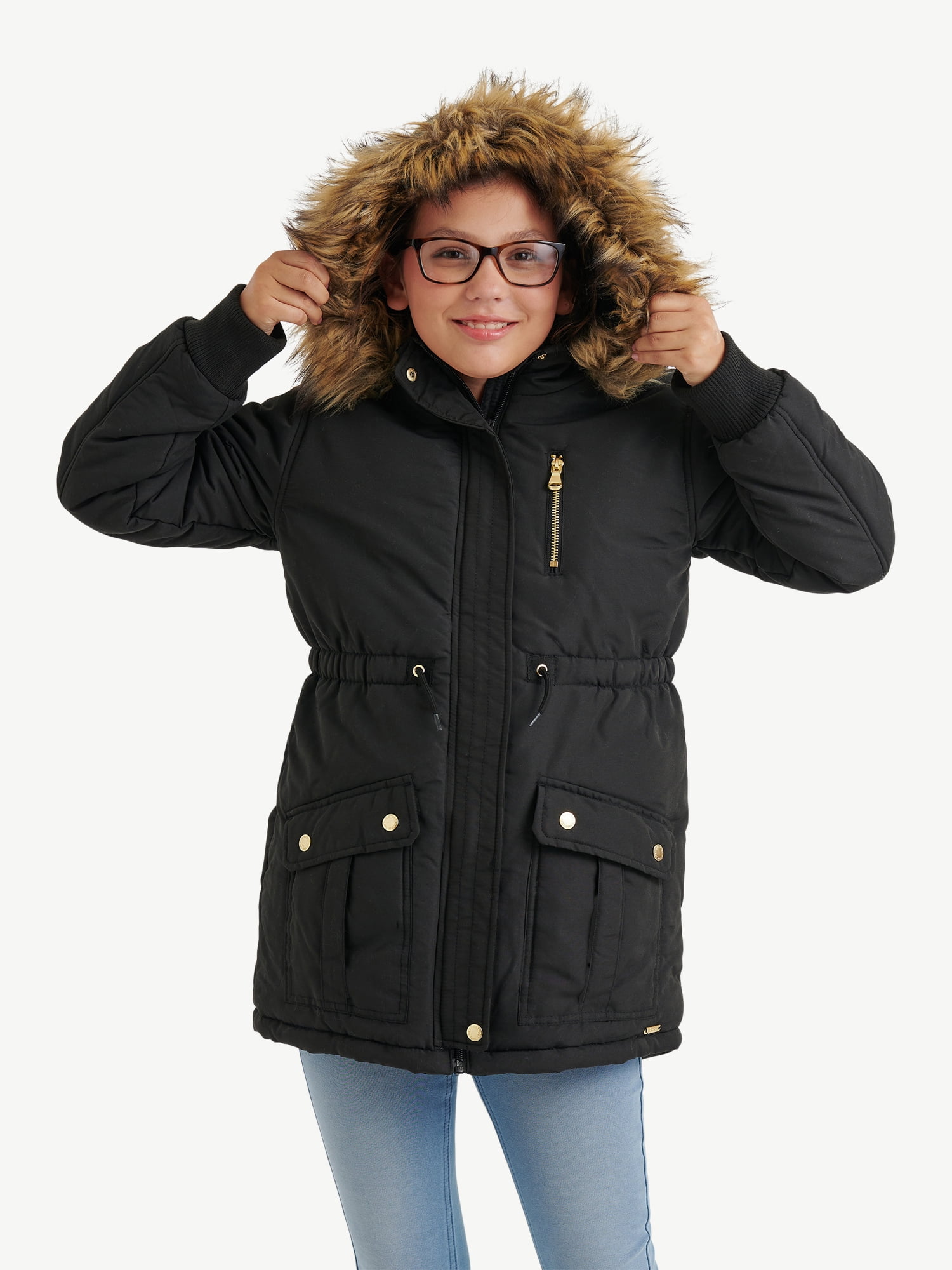 Justice Girls Faux Fur Lined Parka Coat, Sizes XS-XL - Walmart.com