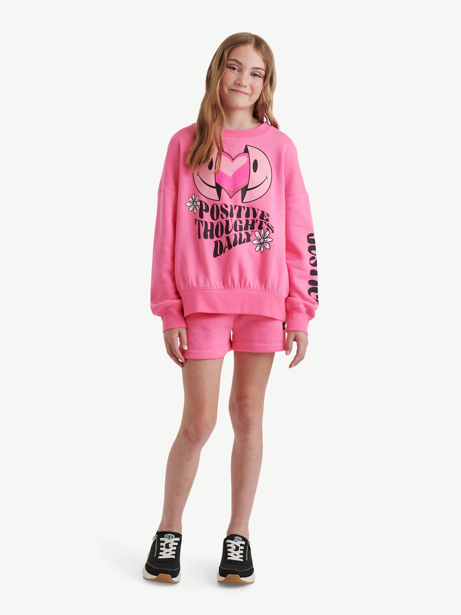 Justice Girls Fleece Crew and Short 2-Piece Set, Sizes XS-XLP - Walmart.com