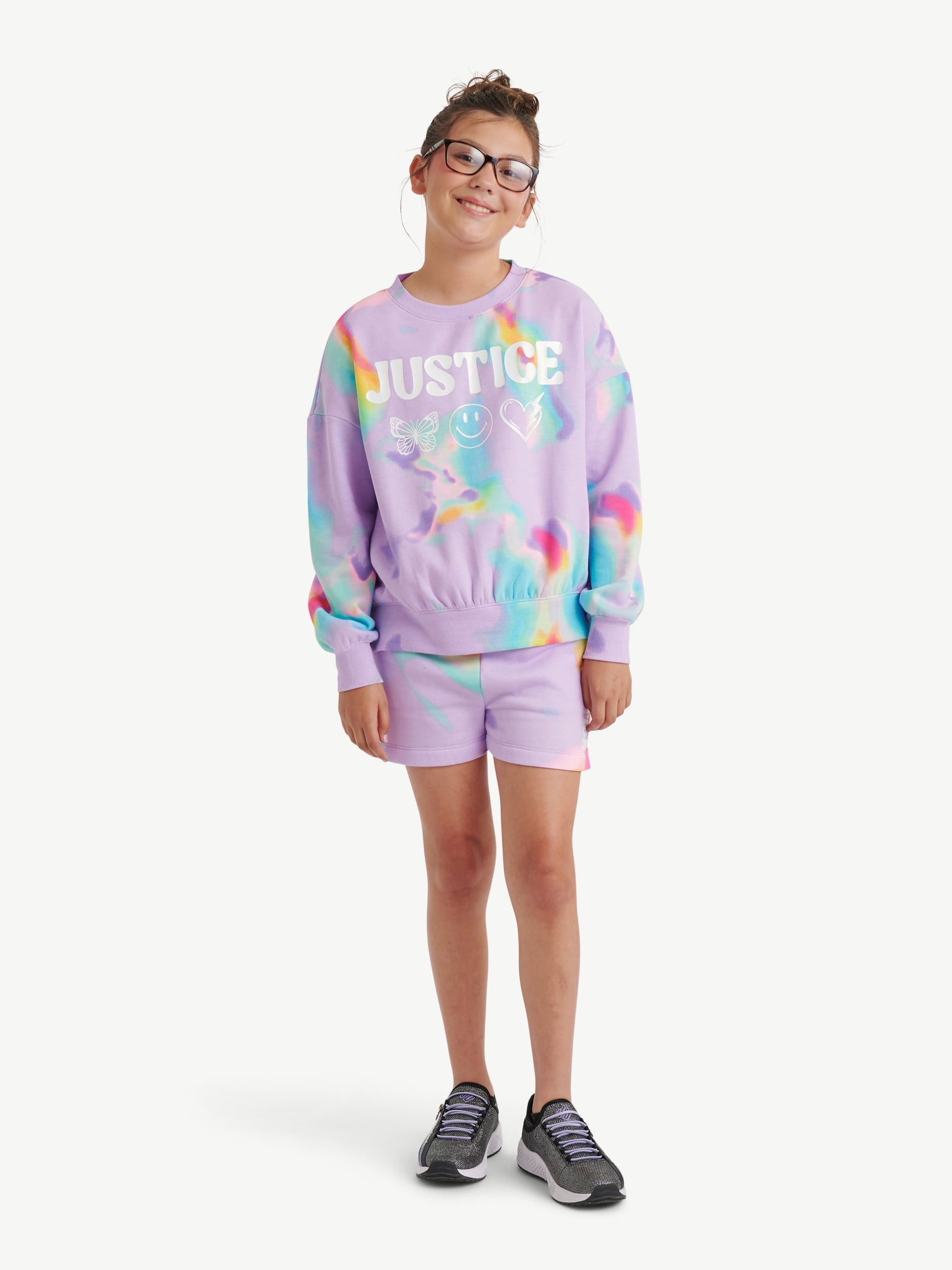 Justice Girls Fleece Crew and Short 2-Piece Set, Sizes XS-XLP - Walmart.com