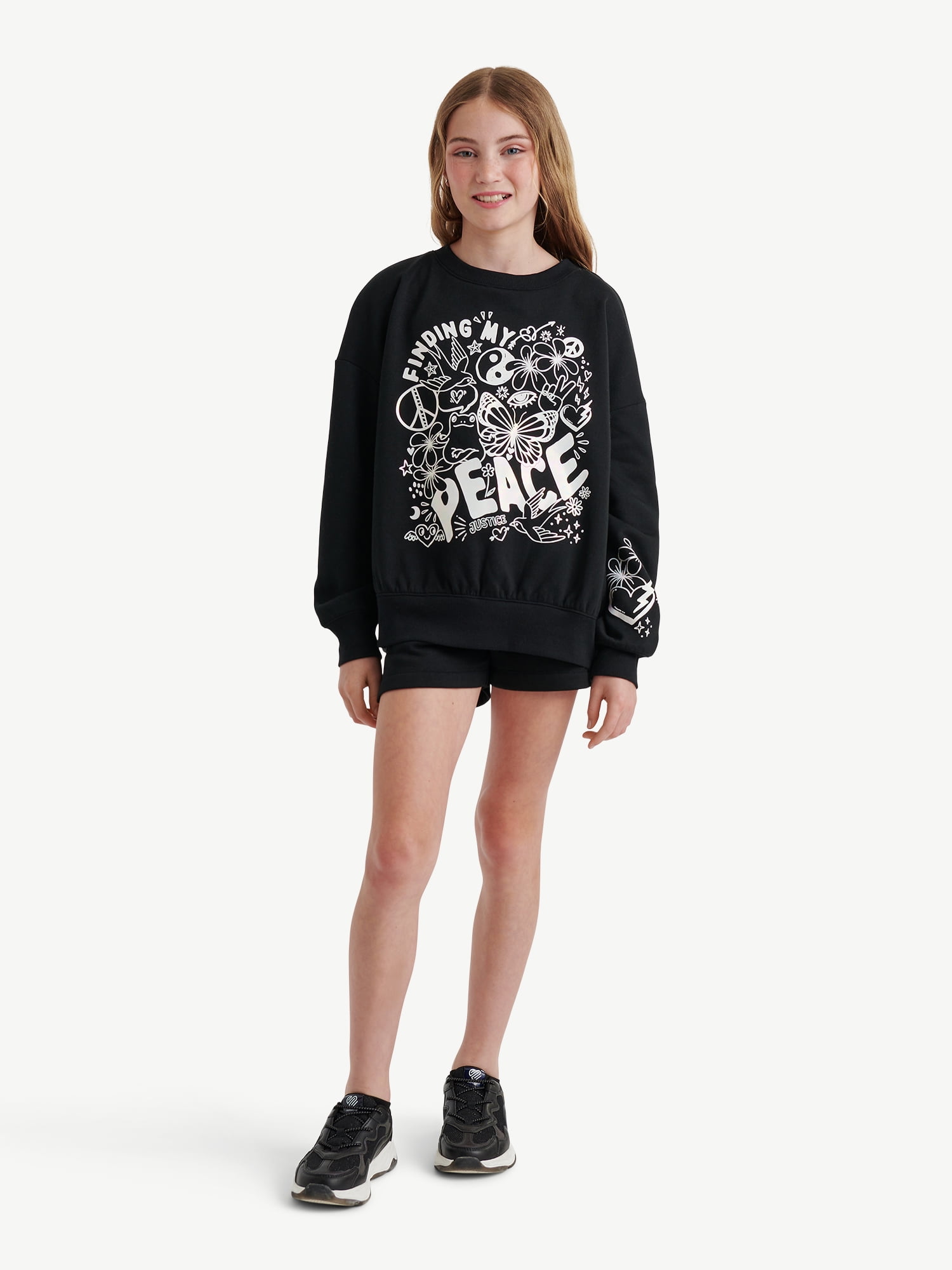 Justice Girls Fleece Crew and Short 2-Piece Set, Sizes XS-XLP - Walmart.com