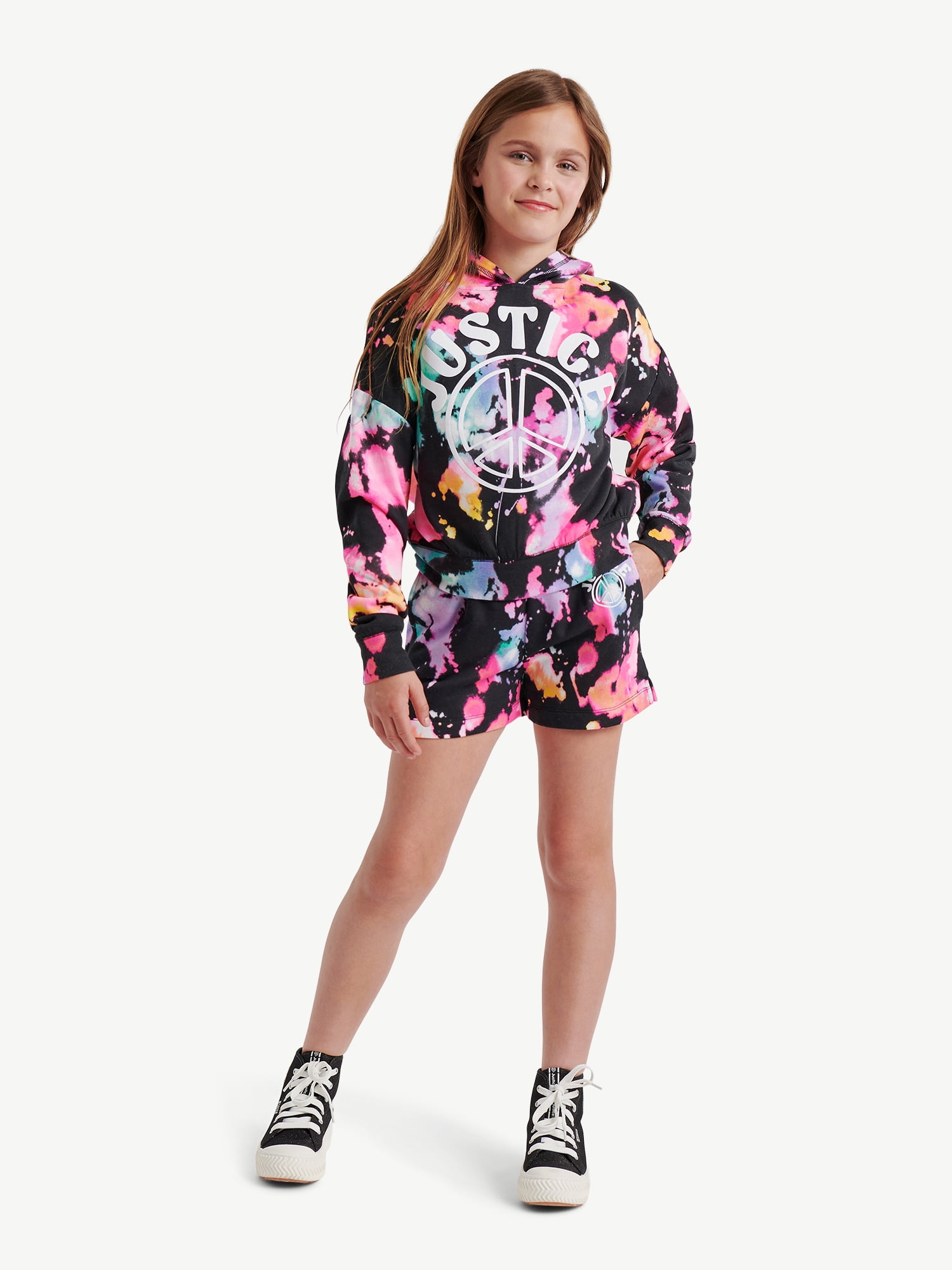 Justice Girls Fleece Hoodie and Short 2-Piece Set, Sizes XS-XLP ...