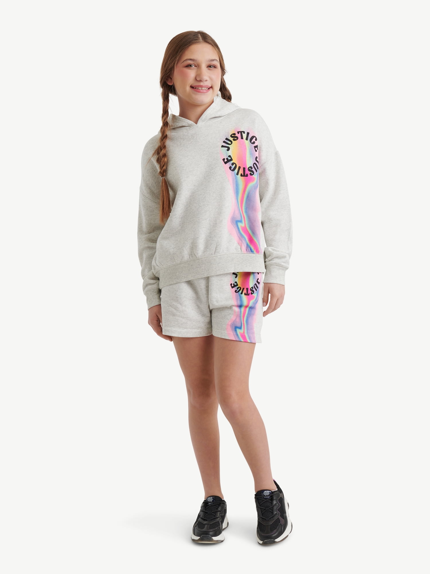 Justice Girls Fleece Hoodie and Short 2-Piece Set, Sizes XS-XLP ...