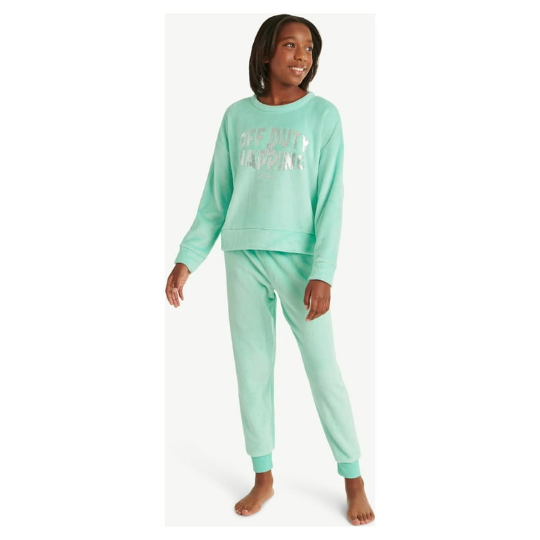 Justice Girls Fleece Long Sleeve Top and Jogger Pant 2 piece Pajama Set Sizes 5 18 Plus Walmart