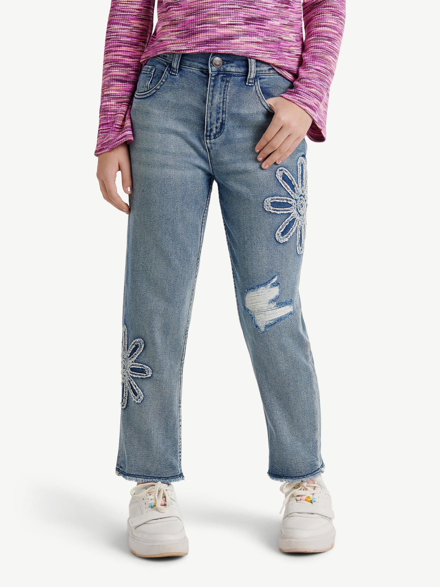 Justice Girls Flower Jean, Sizes 6-18, Slim & Plus - Walmart.com