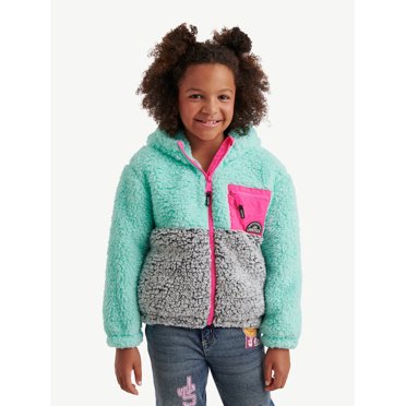 Wonder Nation Girls Mixed Media Sporty Plush Jacket, Sizes 4-18 ...