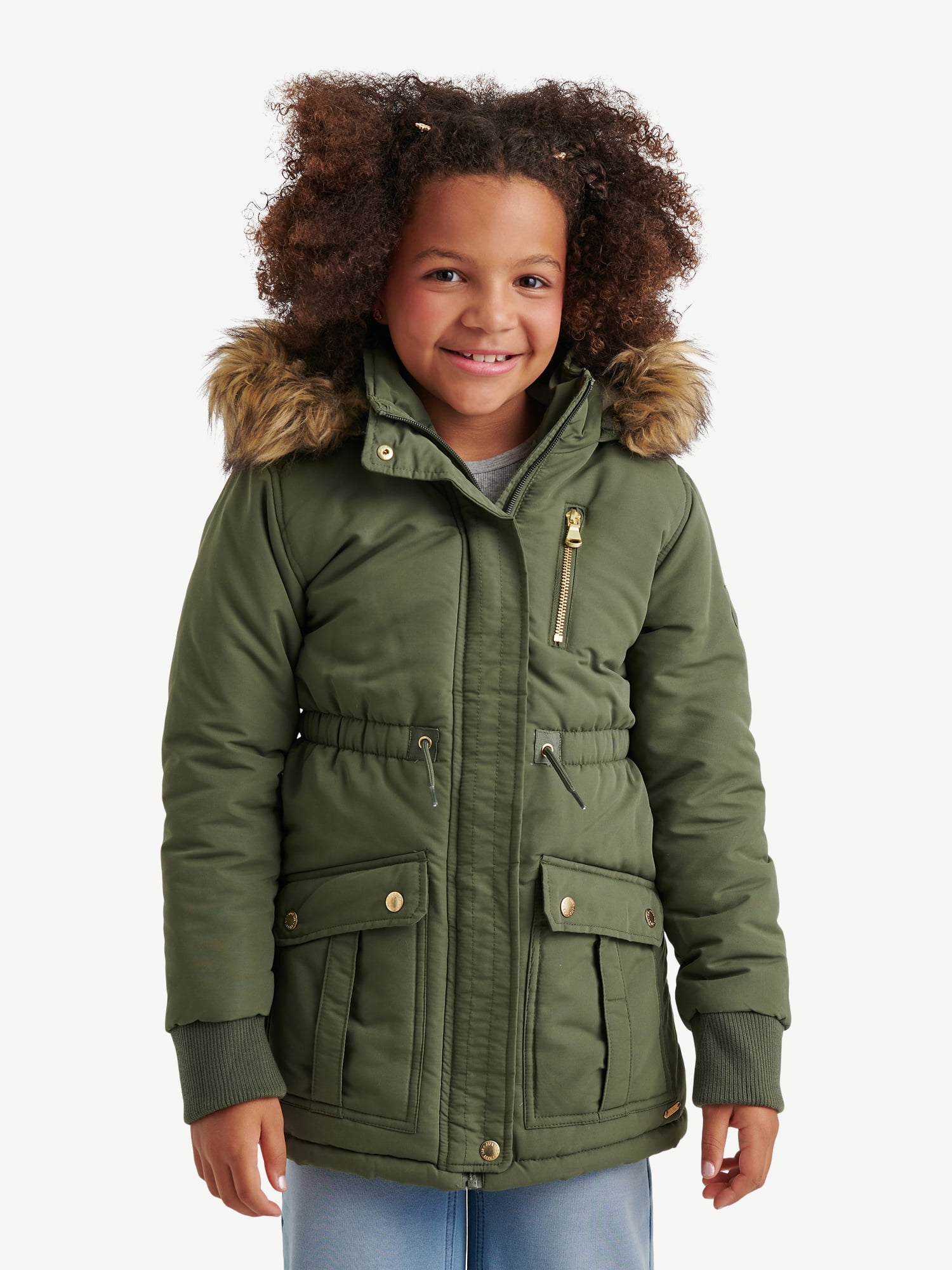 Justice Girls Fur Lined Parka Coat, Sizes XS-XL - Walmart.com