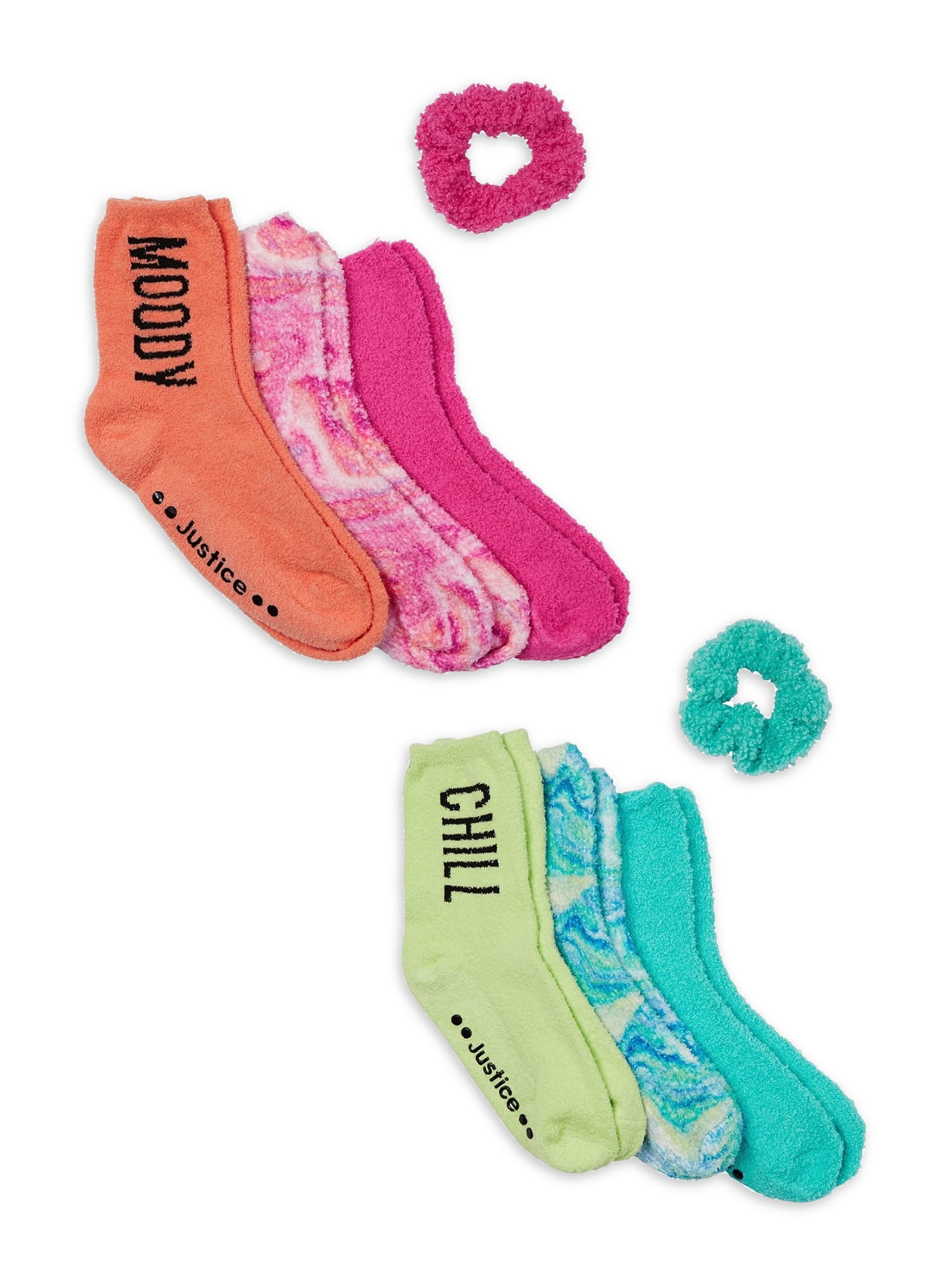 Justice Girls Fuzzy Cozy Crew Socks, 6-Pack, Sizes M-L - Walmart.com