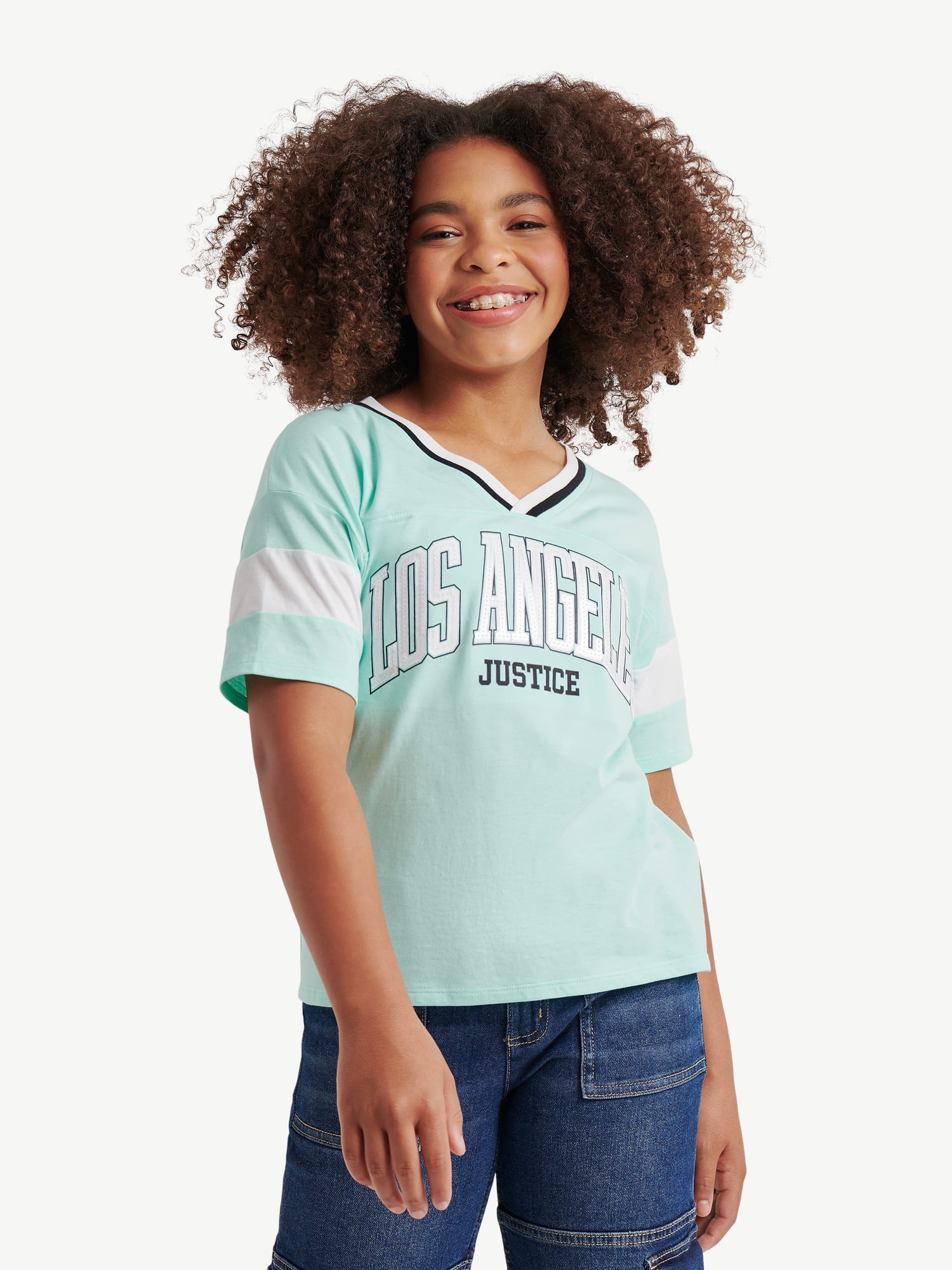 Justice Girls Graphic Short Sleeve Tee with Tipping, Sizes XS-XLP ...