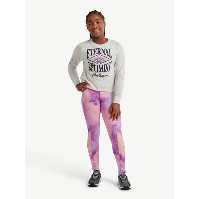 Justice Girls Long Sleeve Tee and Legging, 2-Piece Active Outfit Set ...