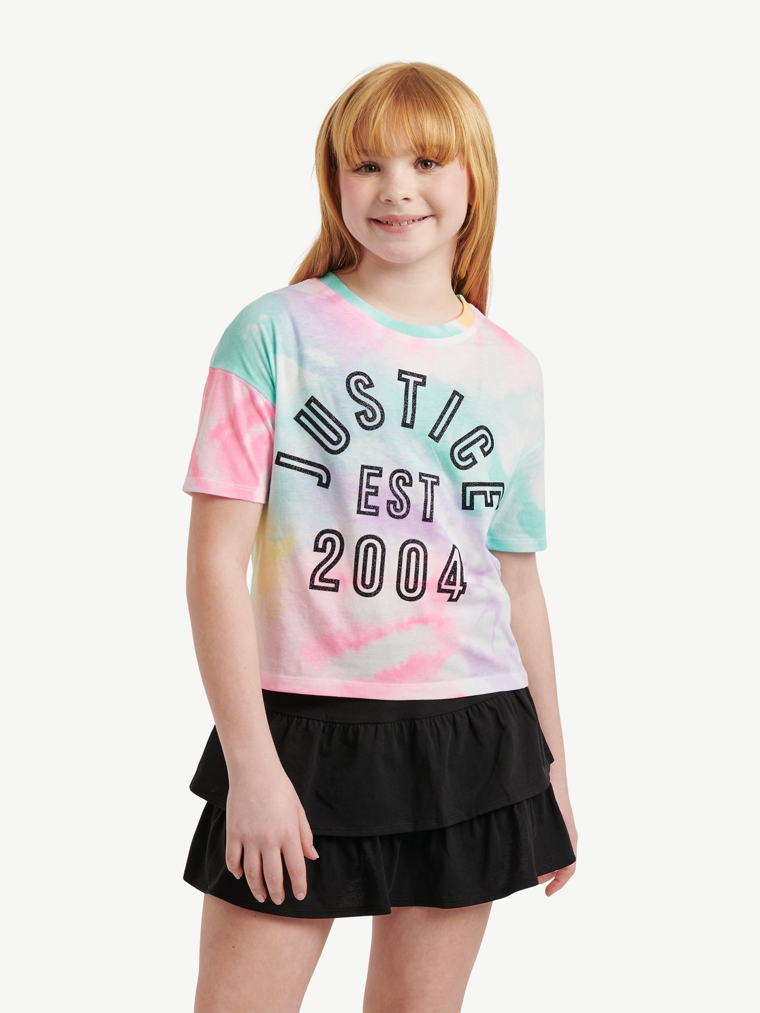 Justice Girls Short Sleeve Graphic Table Top, Sizes XS-XLP - Walmart ...