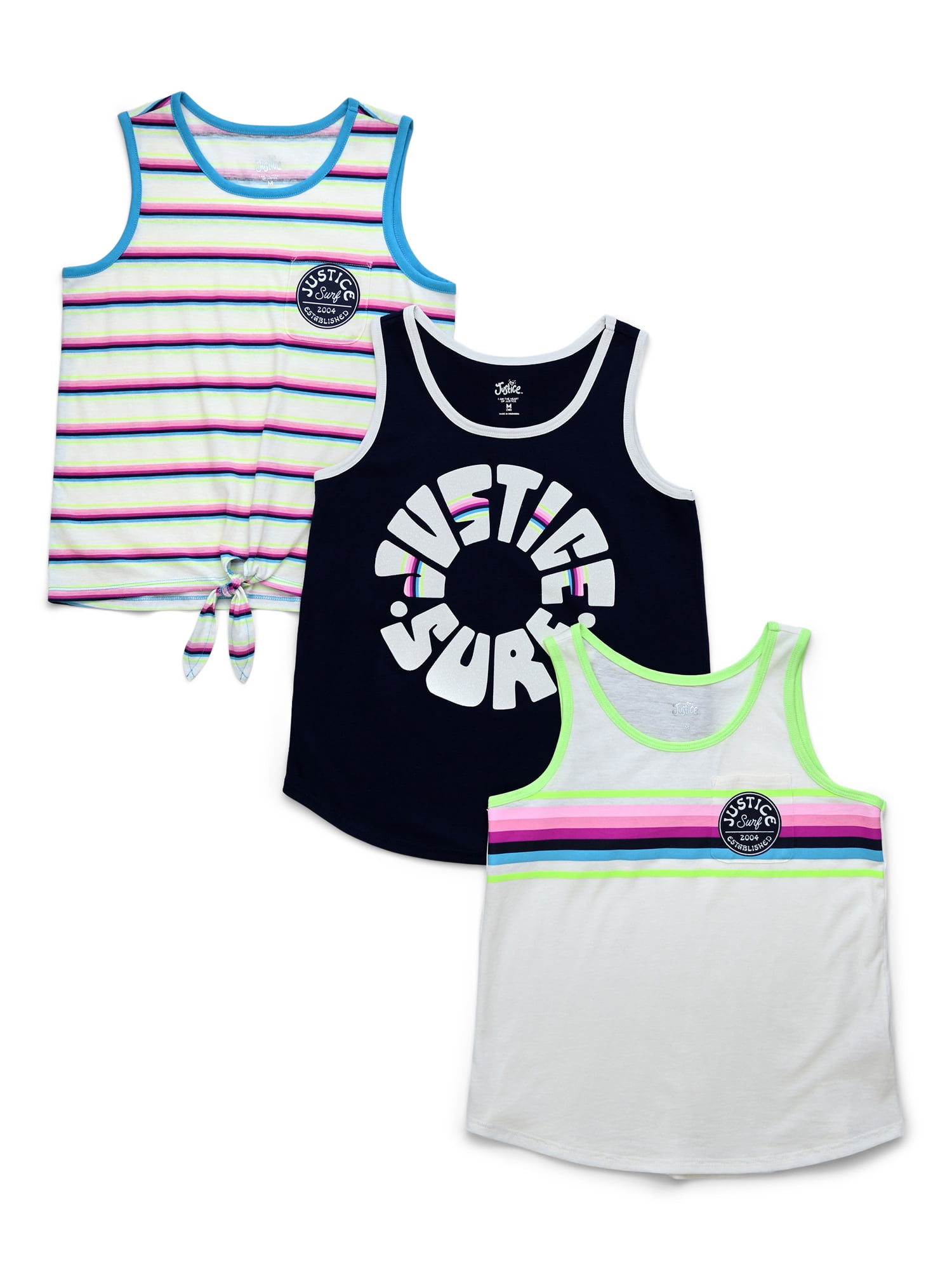 Justice Girls Graphic Tank Set, 3-Piece Pack, Sizes XS(5/6)-XL Plus(16/ ...