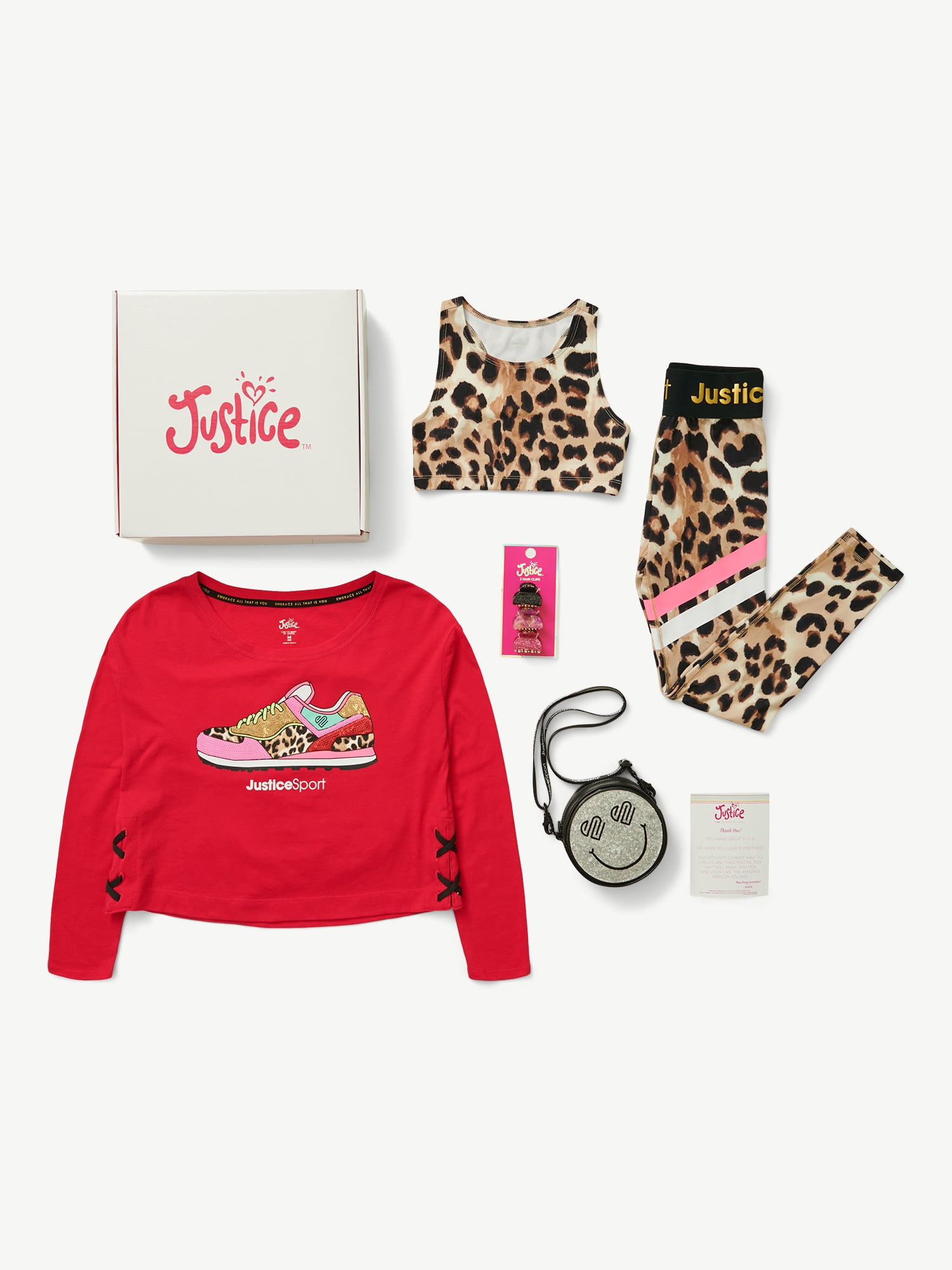 Justice Girls Holiday Gifting J-Sport 5-Piece Outfit Bundle Box, Sizes ...