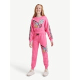 Justice Girls J-Sport Active Crew Sweatshirt and Jogger 2-Piece Outfit ...