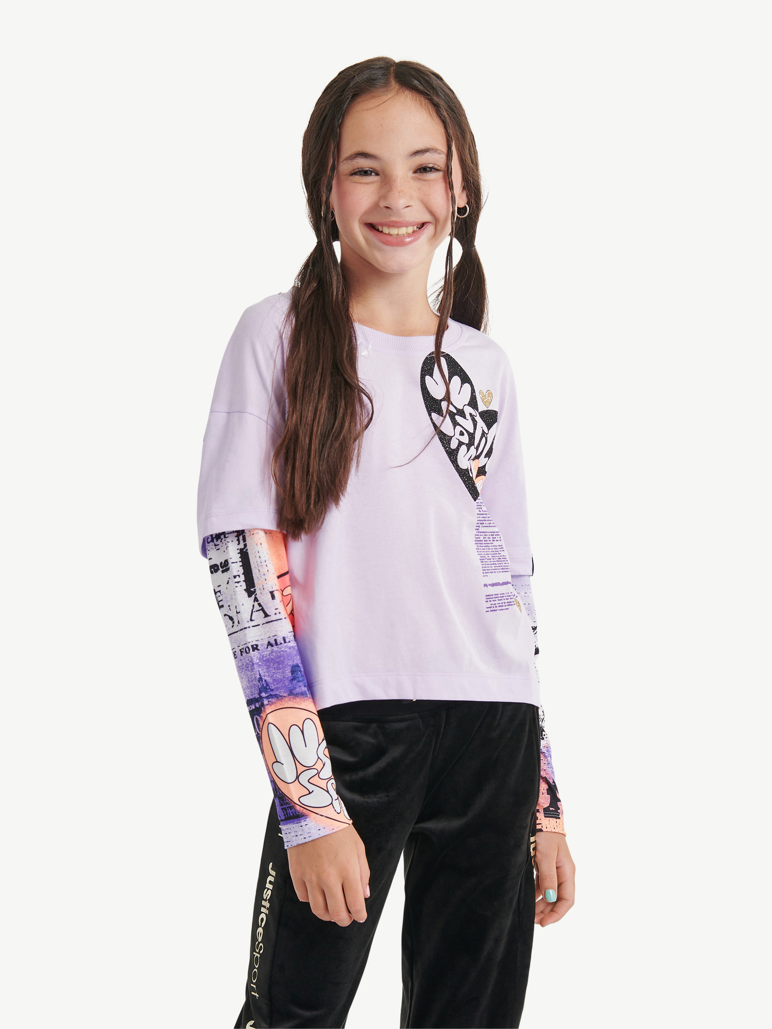 Justice Girls Raglan Graphic Active T-Shirt, Sizes 5-18 & Plus ...