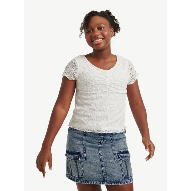 Justice Girls Lace Tee, Size XS-XLP - Walmart.com