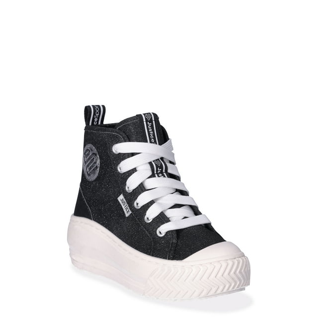 Justice Girls Lace Up High Top Sneakers - Walmart.com