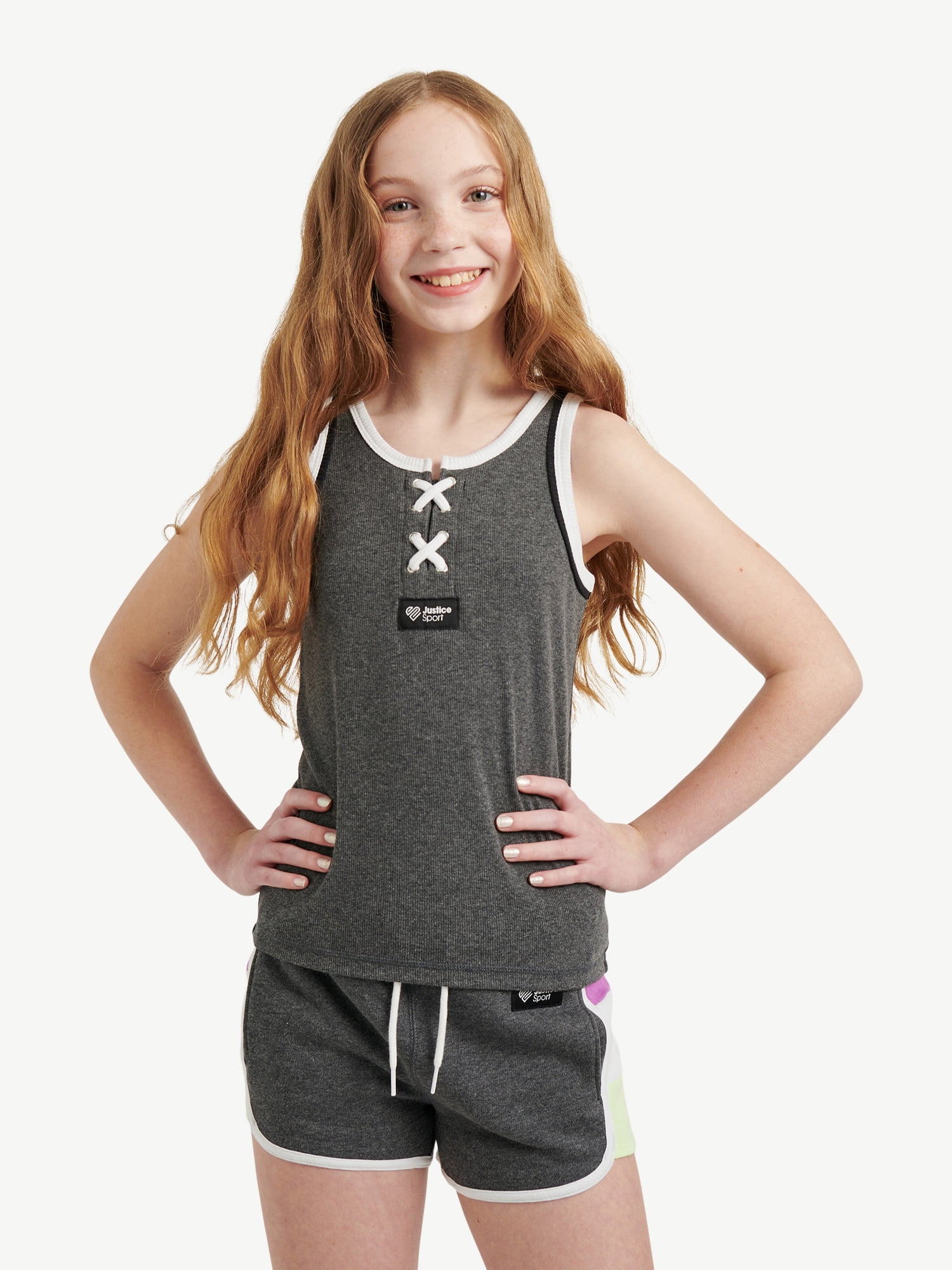 Justice Girls Lace Up Tank Top - Sleeveless Shirt for Girls - Walmart.com