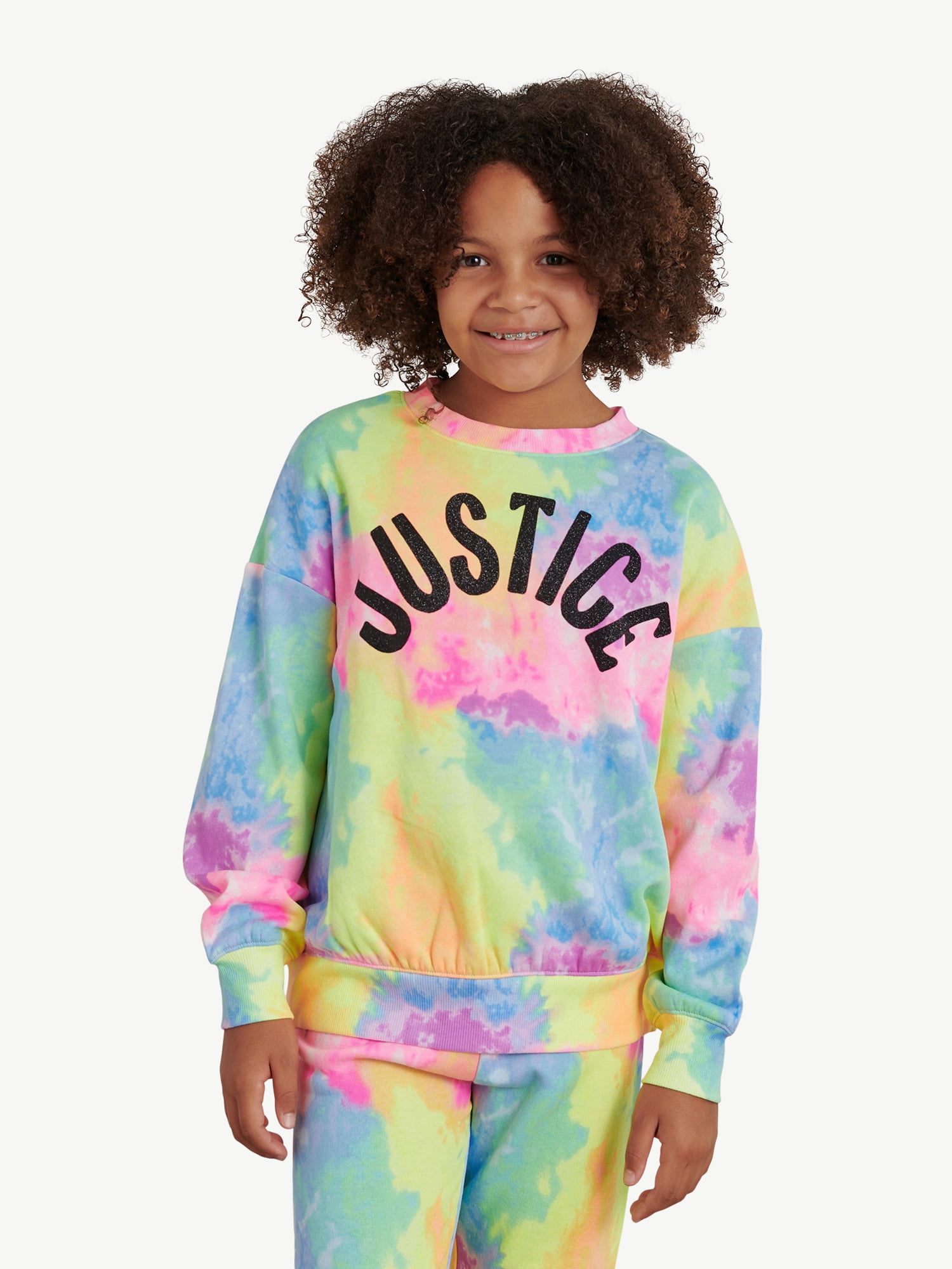 Justice Girls Long Sleeve Fleece Crewneck Sweatshirt, Sizes XS-XLP ...