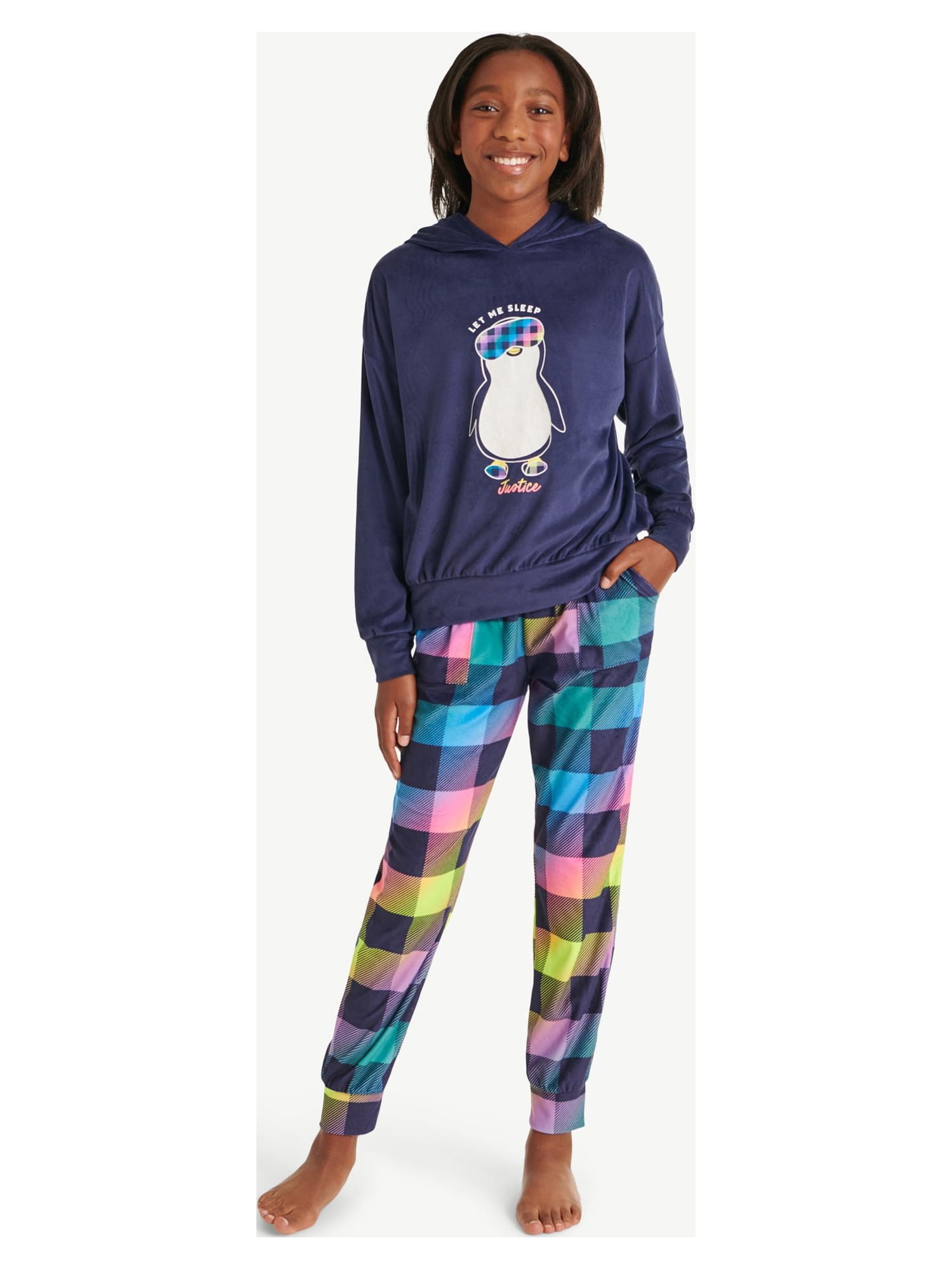 Justice Girls Long Sleeve Hoodie and Jogger Set, 2-piece Pajama Set ...