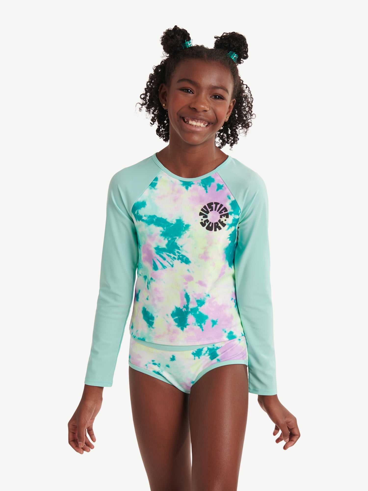 Justice Girls Long Sleeve Rashgaurd Swimsuit Set, Sizes 5-25 - Walmart.com