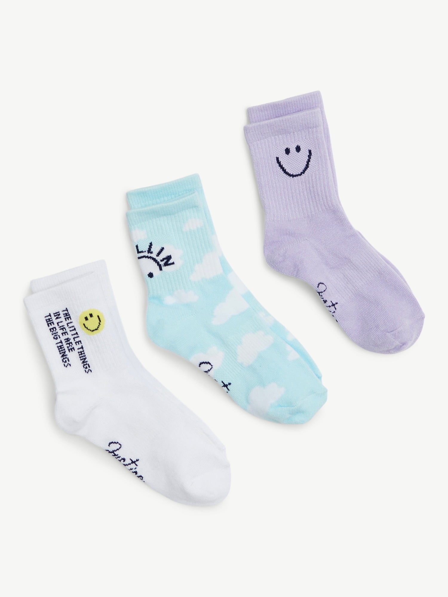 Justice, Girls Mid-Crew Socks, 3-Pack, Sizes M-L - Walmart.com
