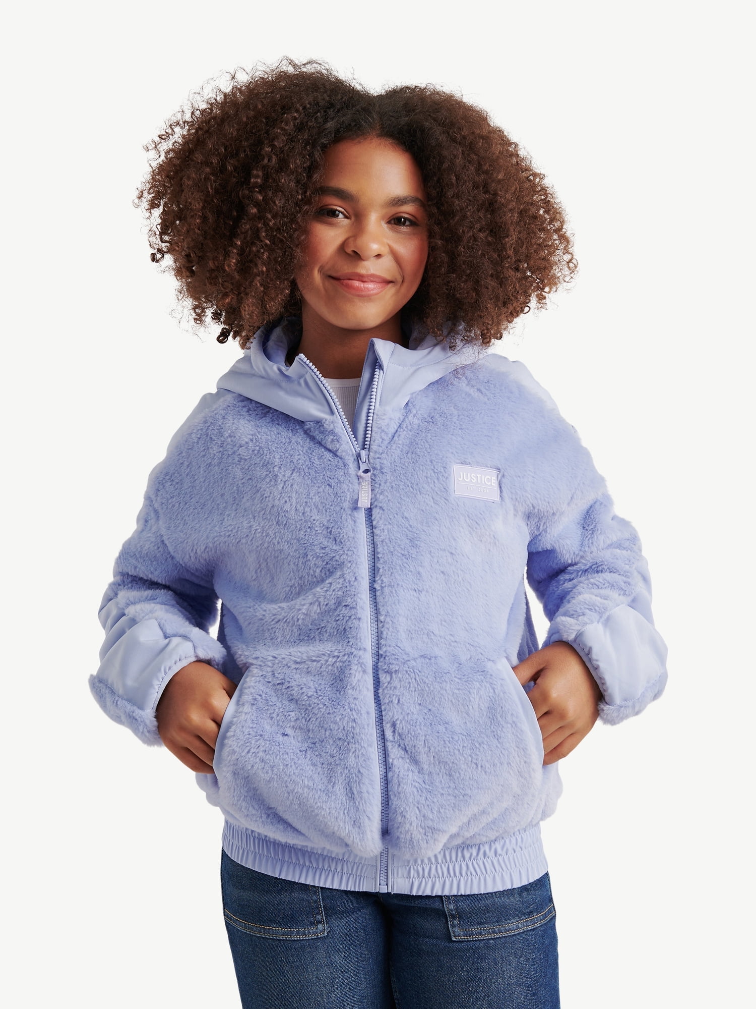 Justice Girls Mixed Media Jacket, Sizes XS-XL - Walmart.com