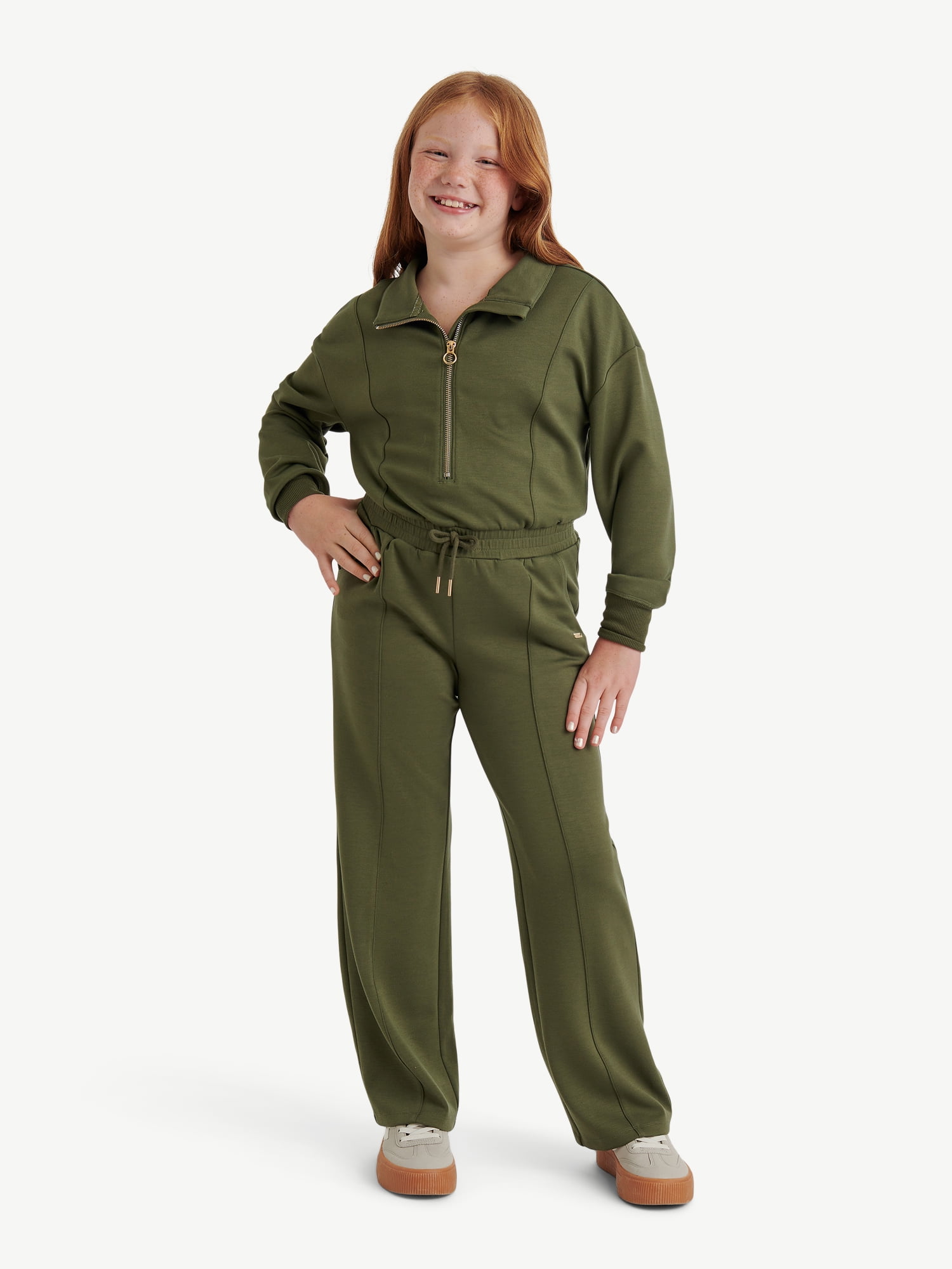 Justice Girls Mock Neck Jumpsuit - Zip Jumpsuit for Girls - Walmart.com