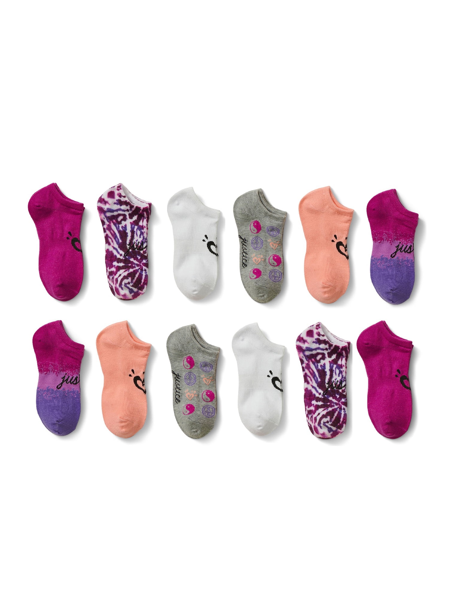 Justice Girls No Show Socks, 12-Pack, Sizes M-L - Walmart.com