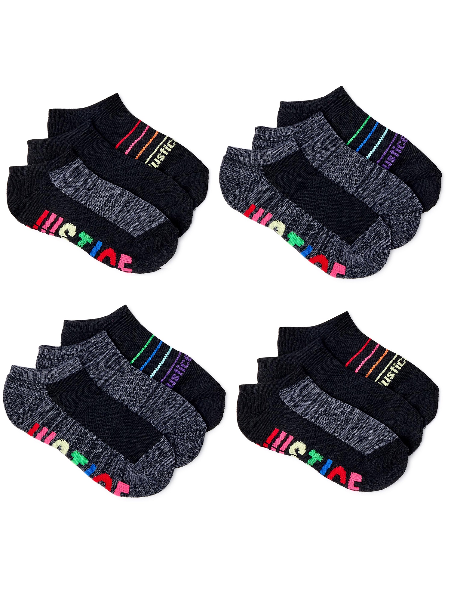 Justice Girls No Show Sport Socks, 12-Pack, Sizes M-L - Walmart.com