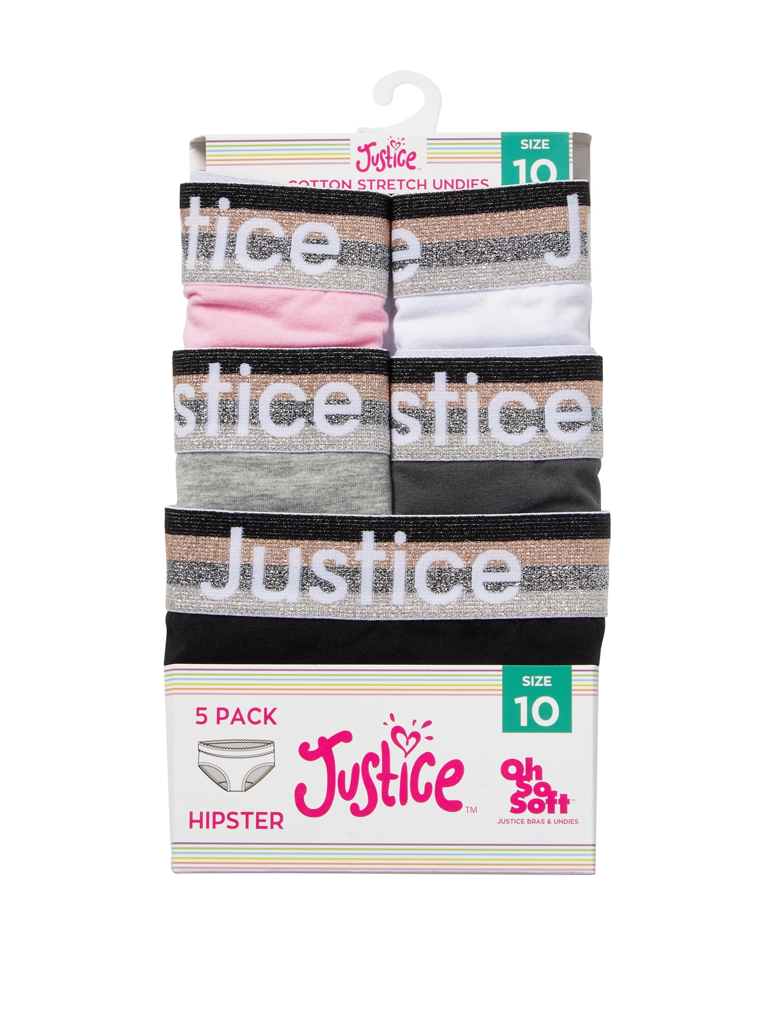 Justice Girls Oh So Soft Logo Bikini 5Pk Sz 6-16 - Walmart.com