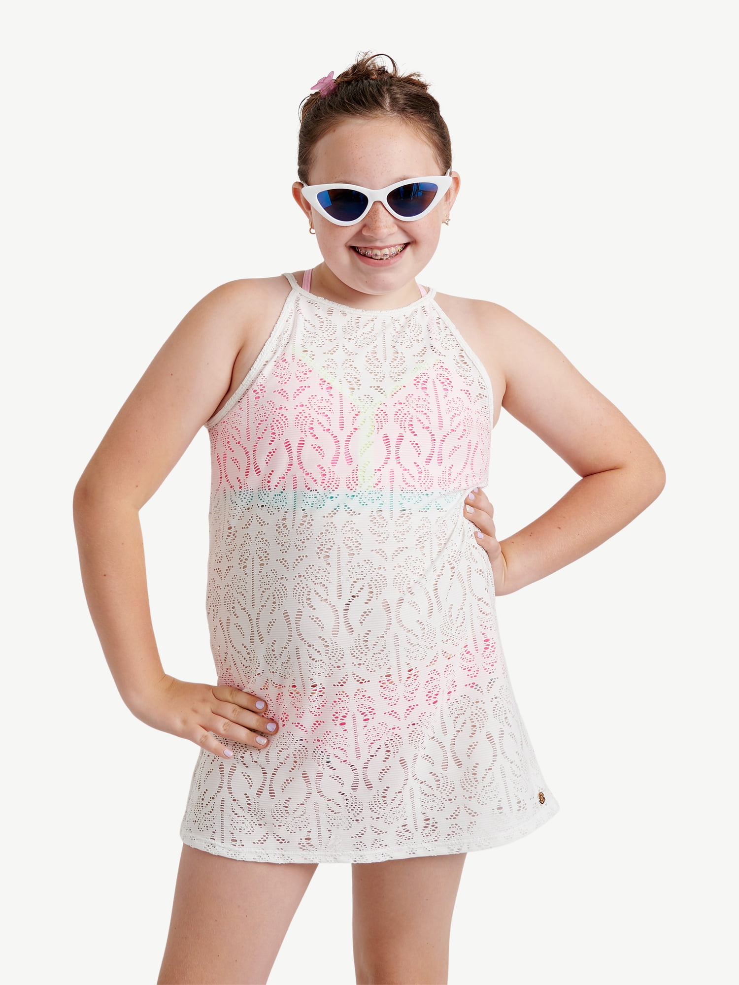 Justice Girls Racerback Swim Dress Coverup, Sizes 4-18 - Walmart.com