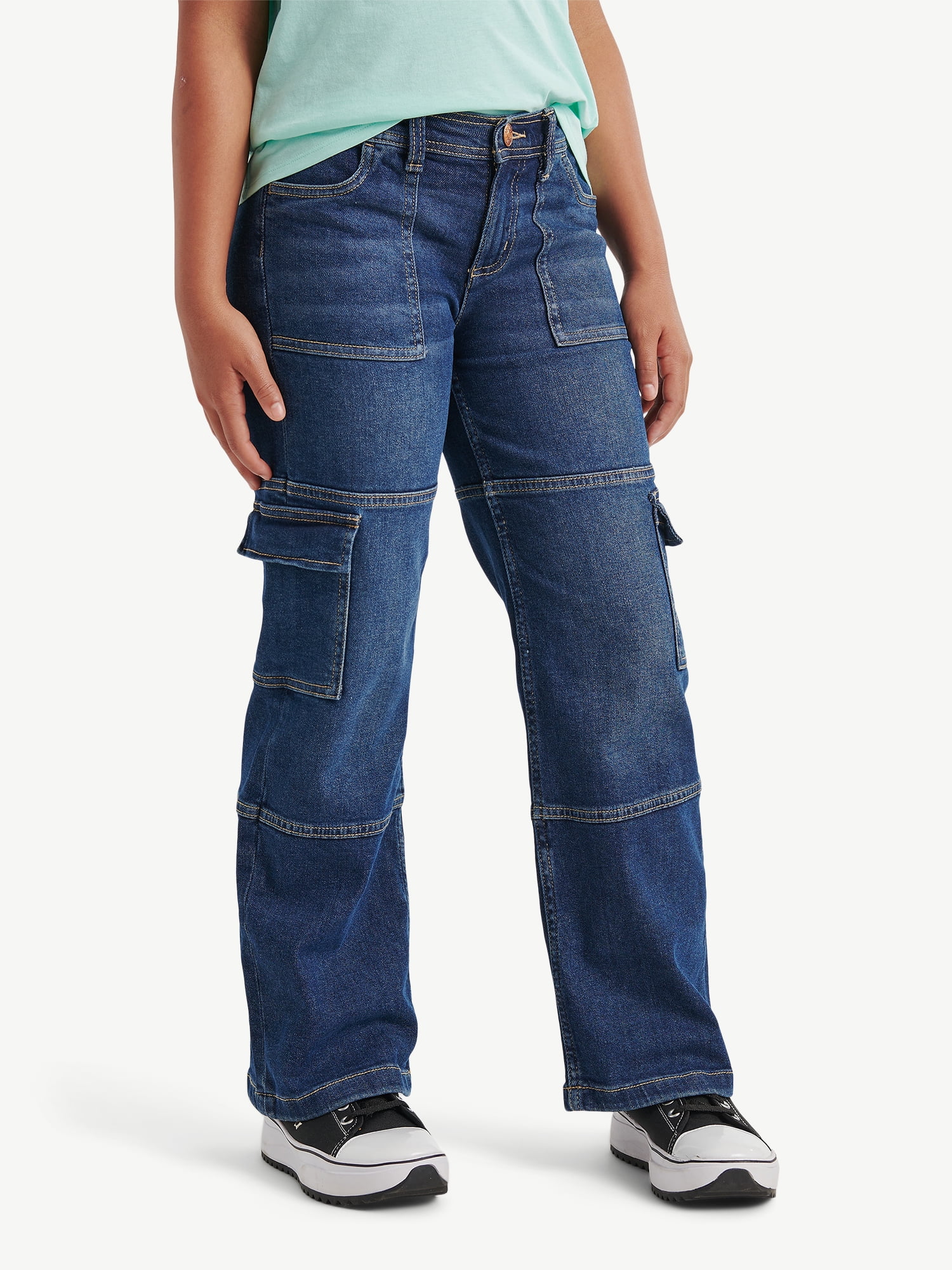 Justice Girls Seamed Knee Cargo Jean - Cargo Jeans for Girls - Walmart.com